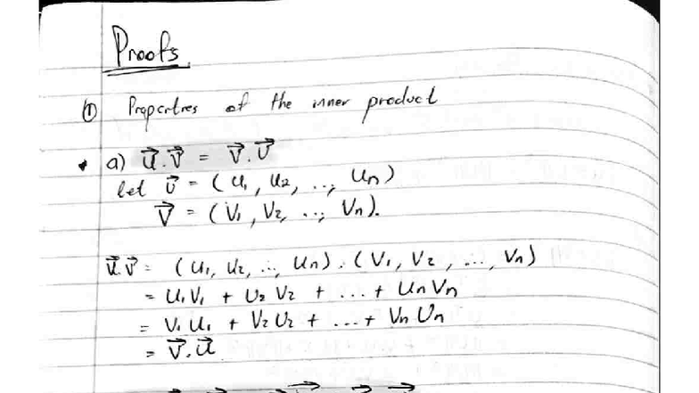 MTHS222 Proofs for Inner Product Properties and Theorems - Studocu