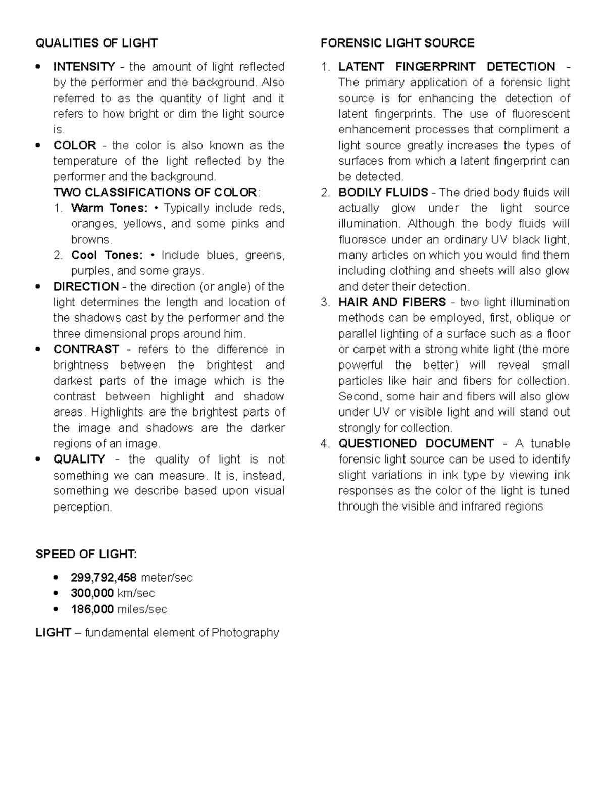 Qualities OF Light - n/a - QUALITIES OF LIGHT INTENSITY - the amount of ...