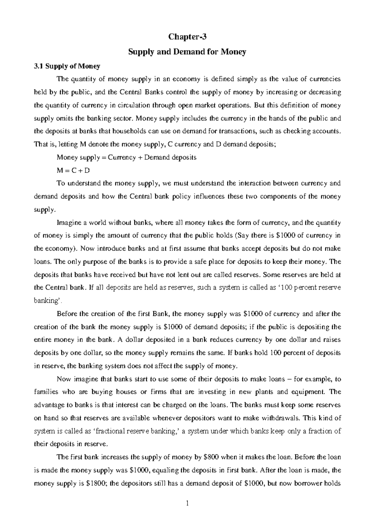 Chapter 3: Money Supply and Demand Dynamics in Economics - Studocu
