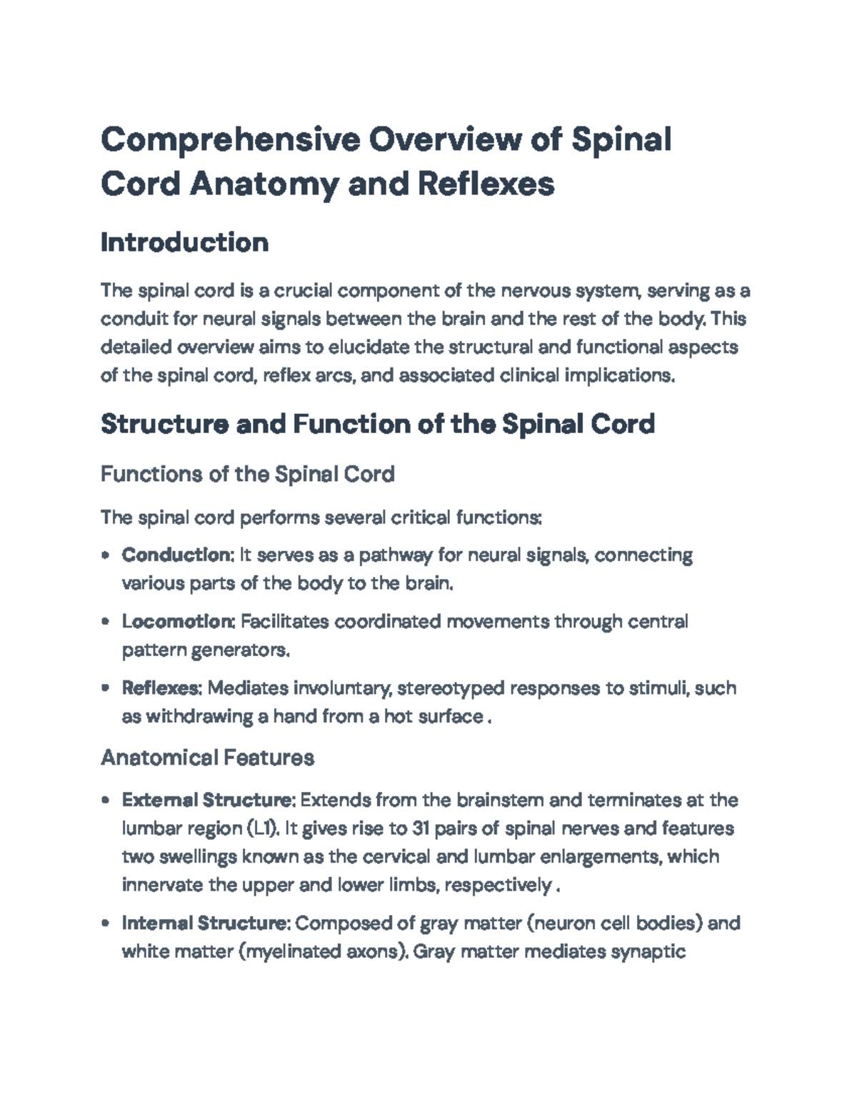 Spinal Cord Anatomy and Reflexes: A Detailed Overview - Comprehensive ...