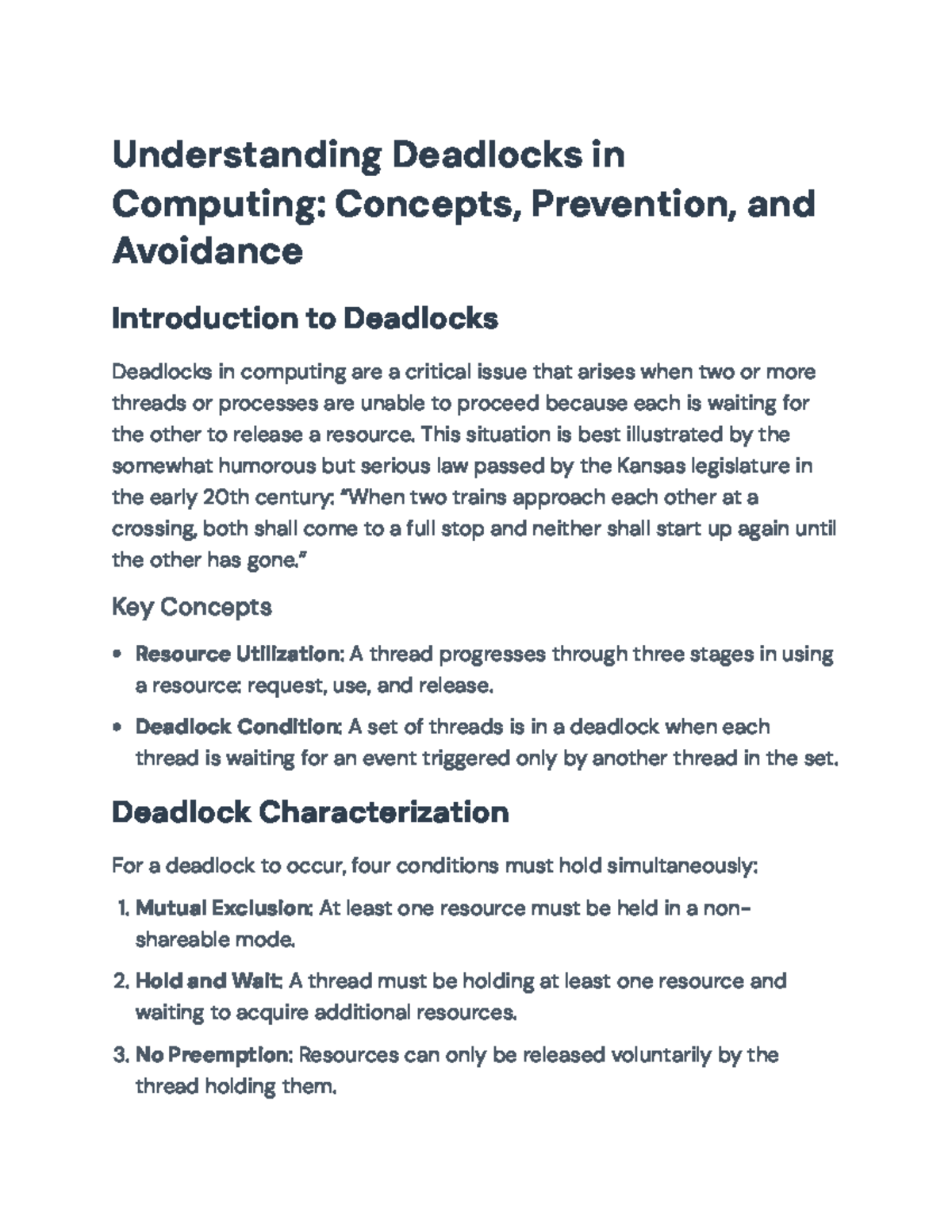 Understanding Deadlocks in CS: Concepts, Prevention & Solutions - Studocu