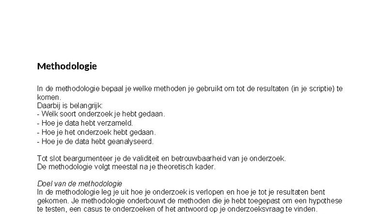 Methodologie Uitleg voor Scriptie - PWS en Onderzoeksmethoden - Studeersnel