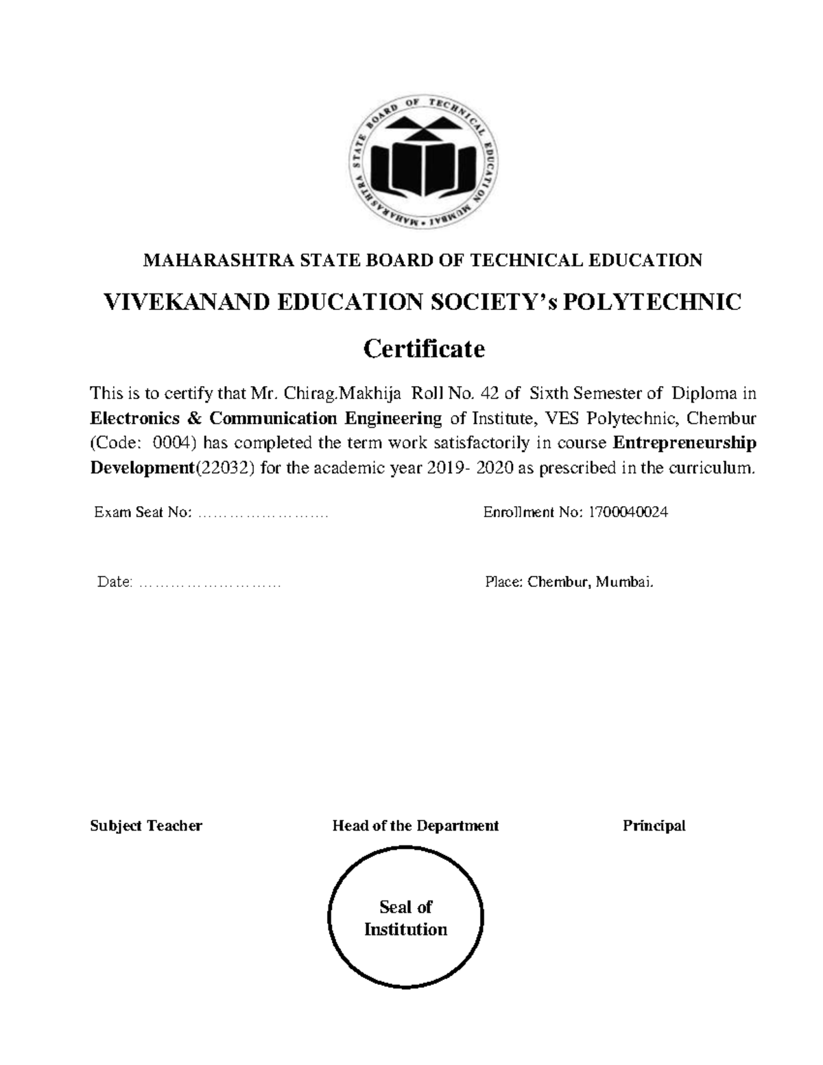 EDE Assignment ET6I 42 - MAHARASHTRA STATE BOARD OF TECHNICAL EDUCATION ...