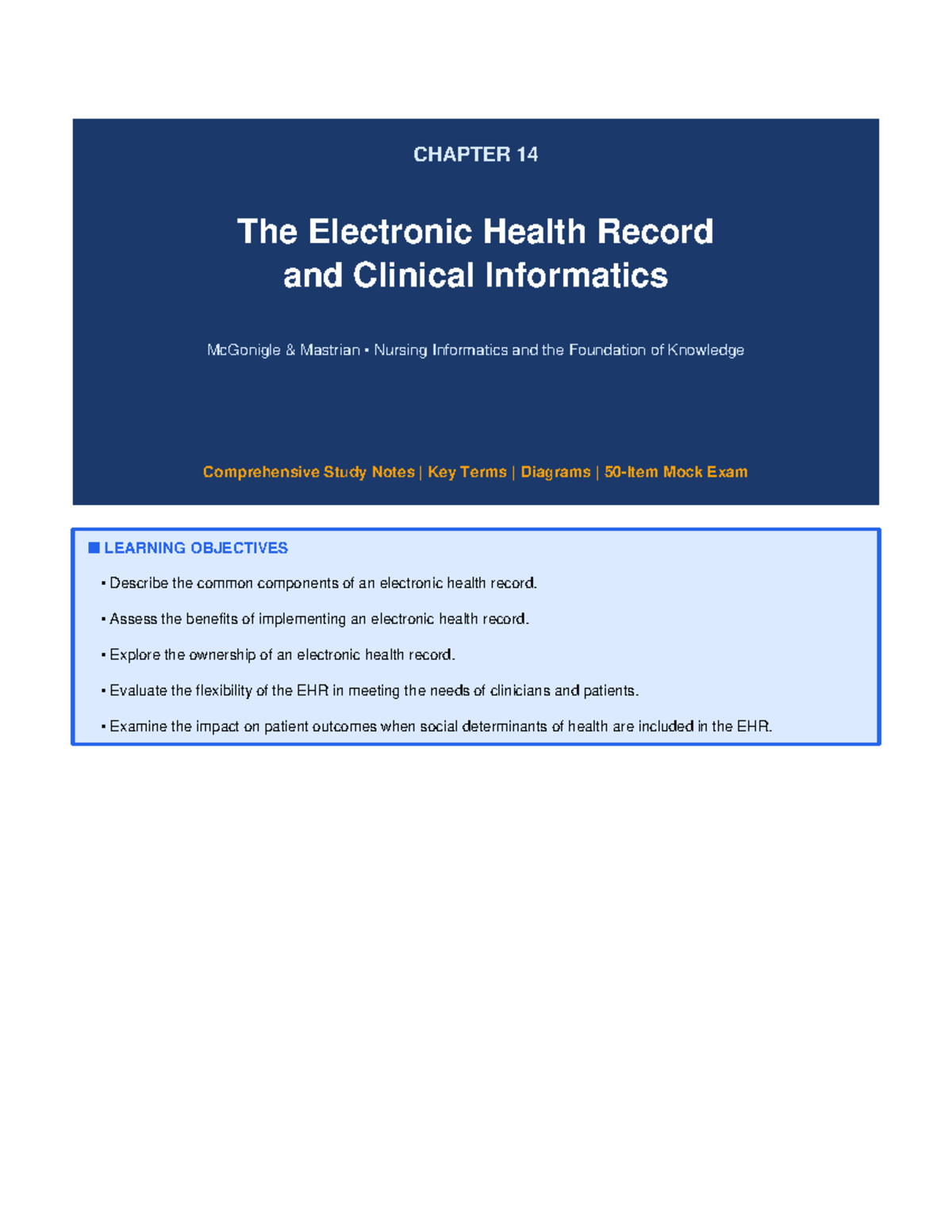 Chapter 14 EHR Study Notes: Key Terms, Diagrams, and Mock Exam - Studocu