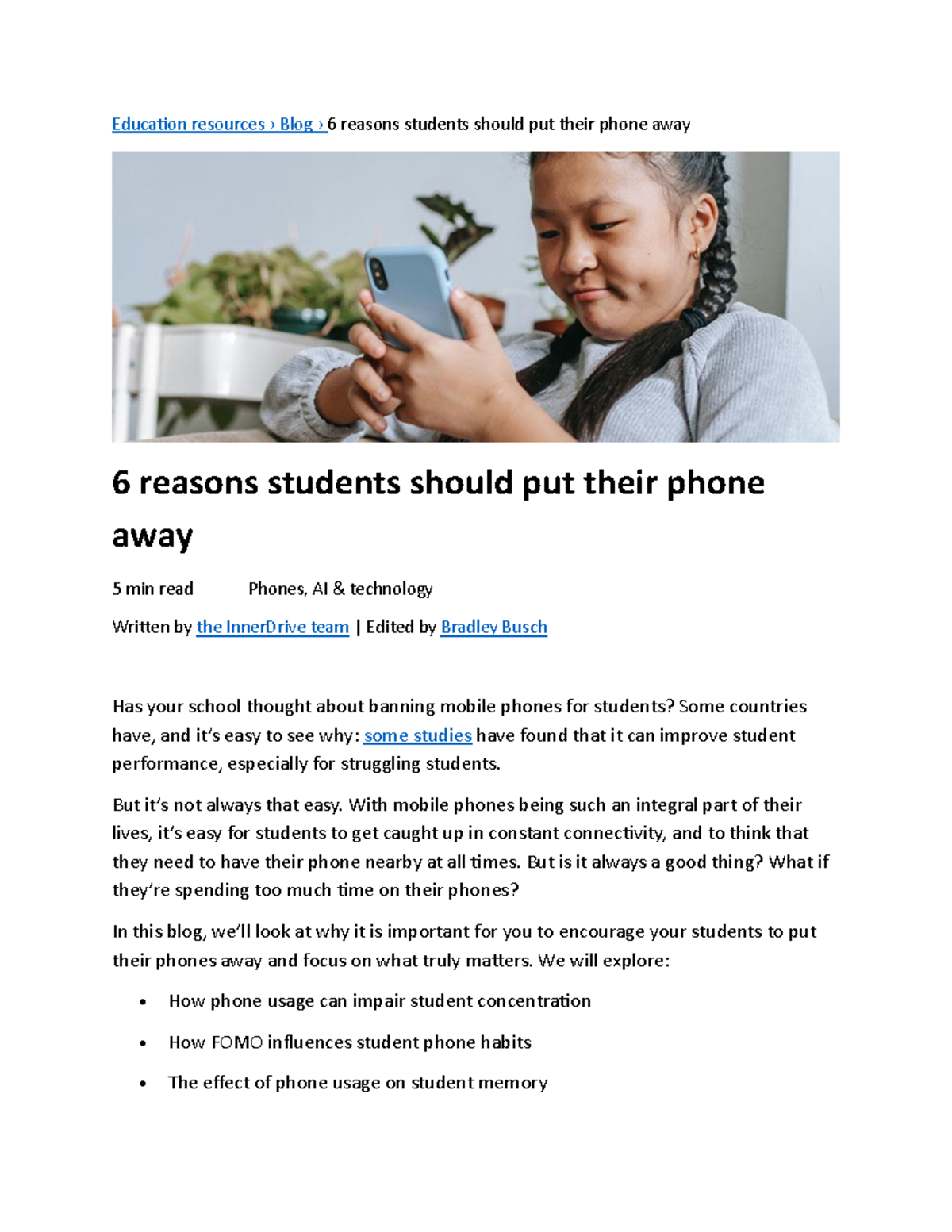 6 Reasons Students Should Limit Phone Use for Better Focus - Studocu