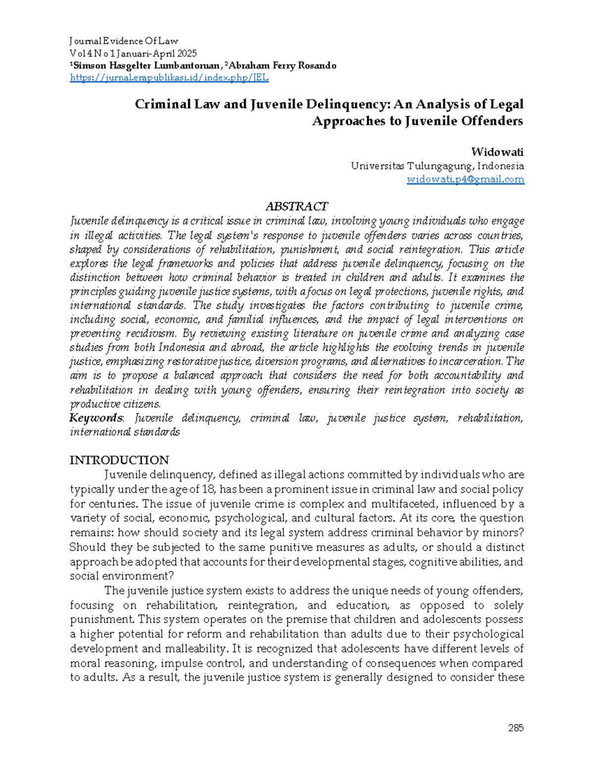 Criminal Law and Juvenile Delinquency: A Comprehensive Analysis - Studocu
