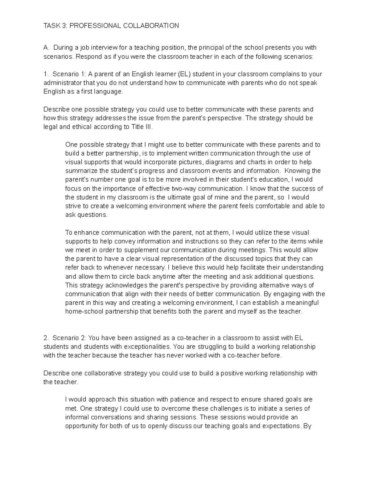 Task 3 Professional Collaboration - TASK 3: PROFESSIONAL COLLABORATION ...