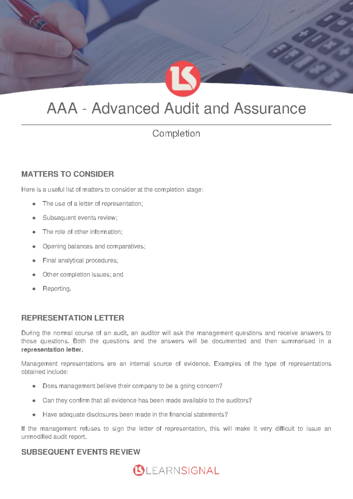 AAA Completion Notes - Accountants in Business (ACCA) - Studocu