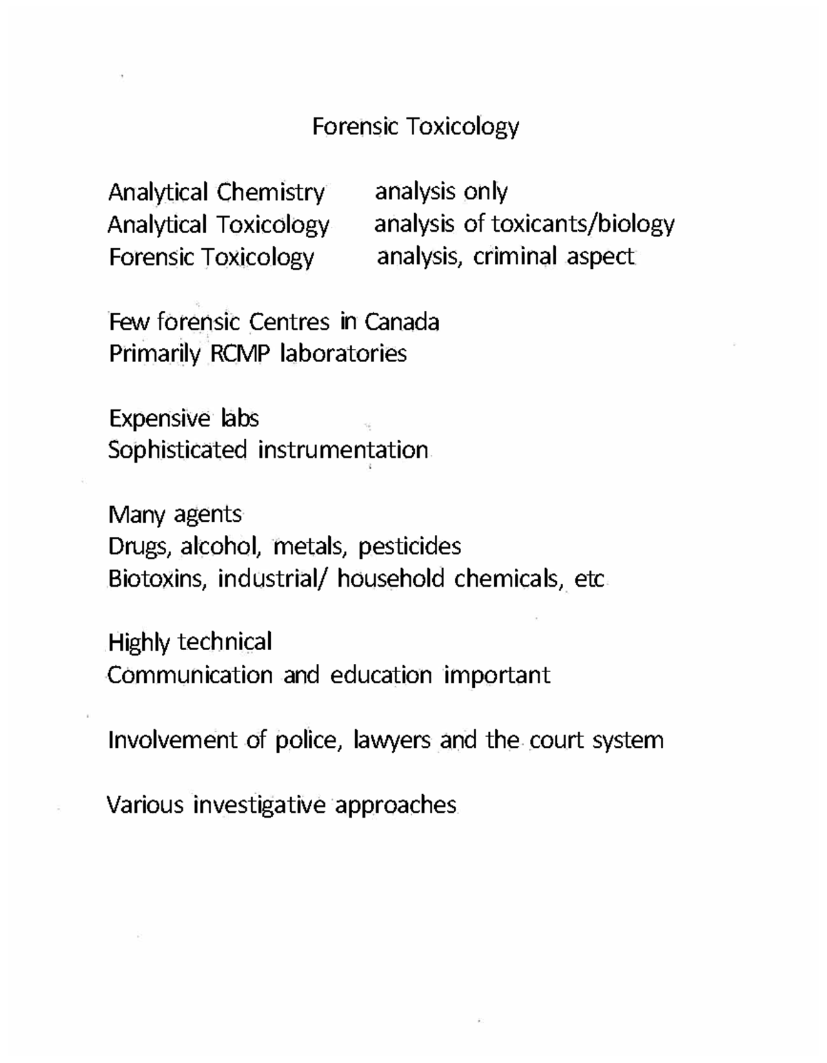 Forensic Toxicology (CHEM 302) - Class Notes and Key Insights - Studocu