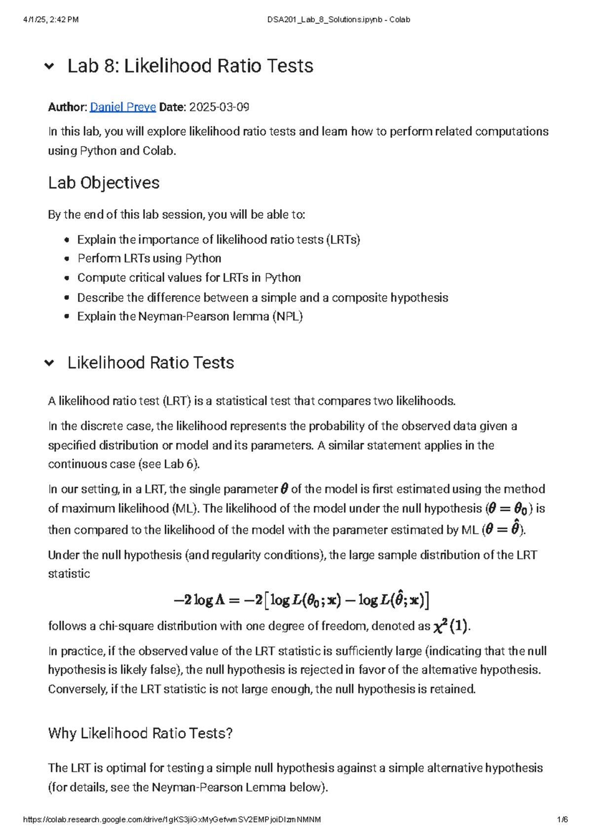DSA201 Lab 8 Solutions.ipynb - Colab - Author: Daniel Preve Date: 2025 ...
