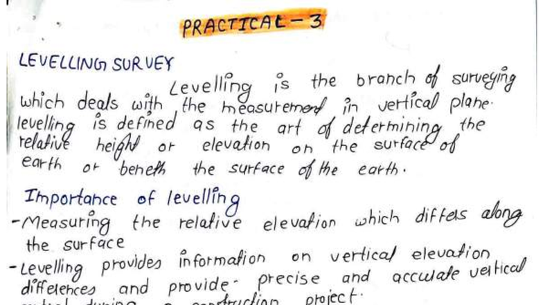 Levelling Practical Guide - Surveying Techniques and Applications - Studocu