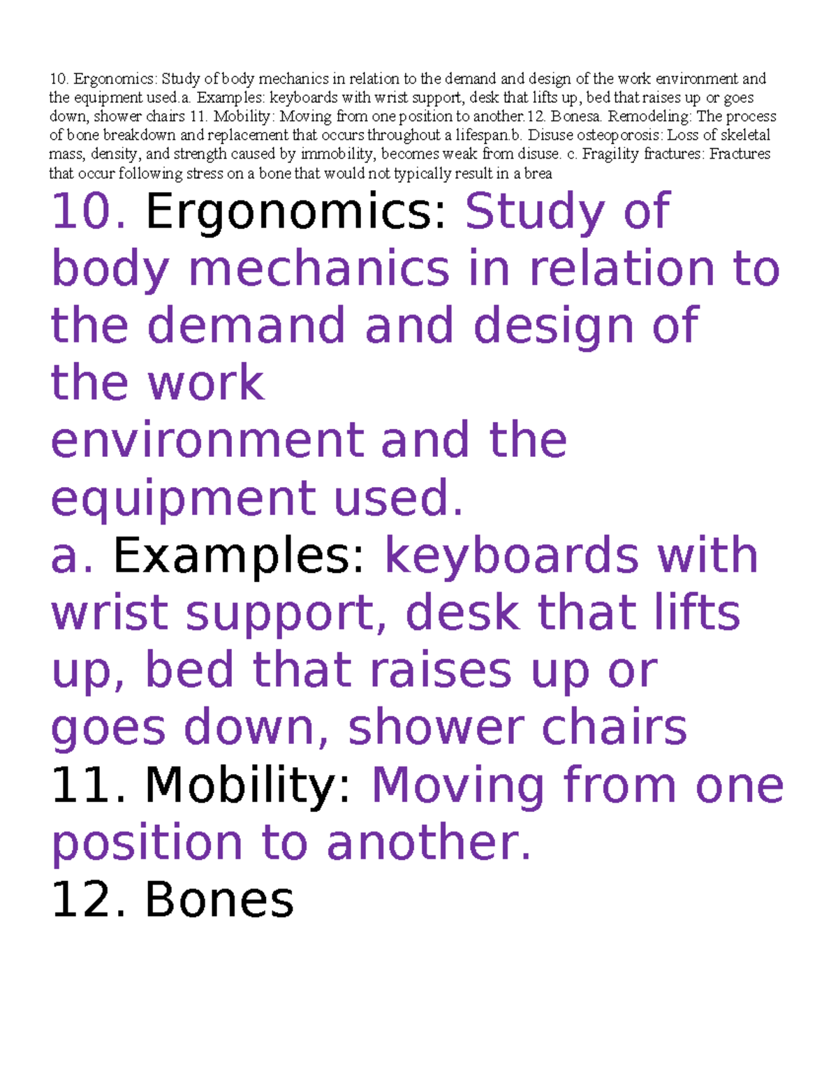 N100 Study Guide: Ergonomics, Mobility, and Body Mechanics Overview ...