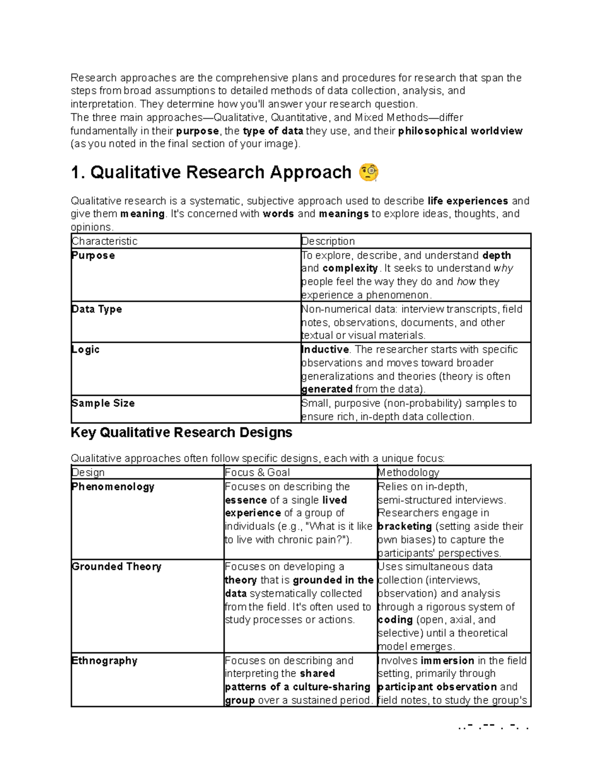 Research Approaches: Qualitative & Quantitative Methods Overview - Studocu