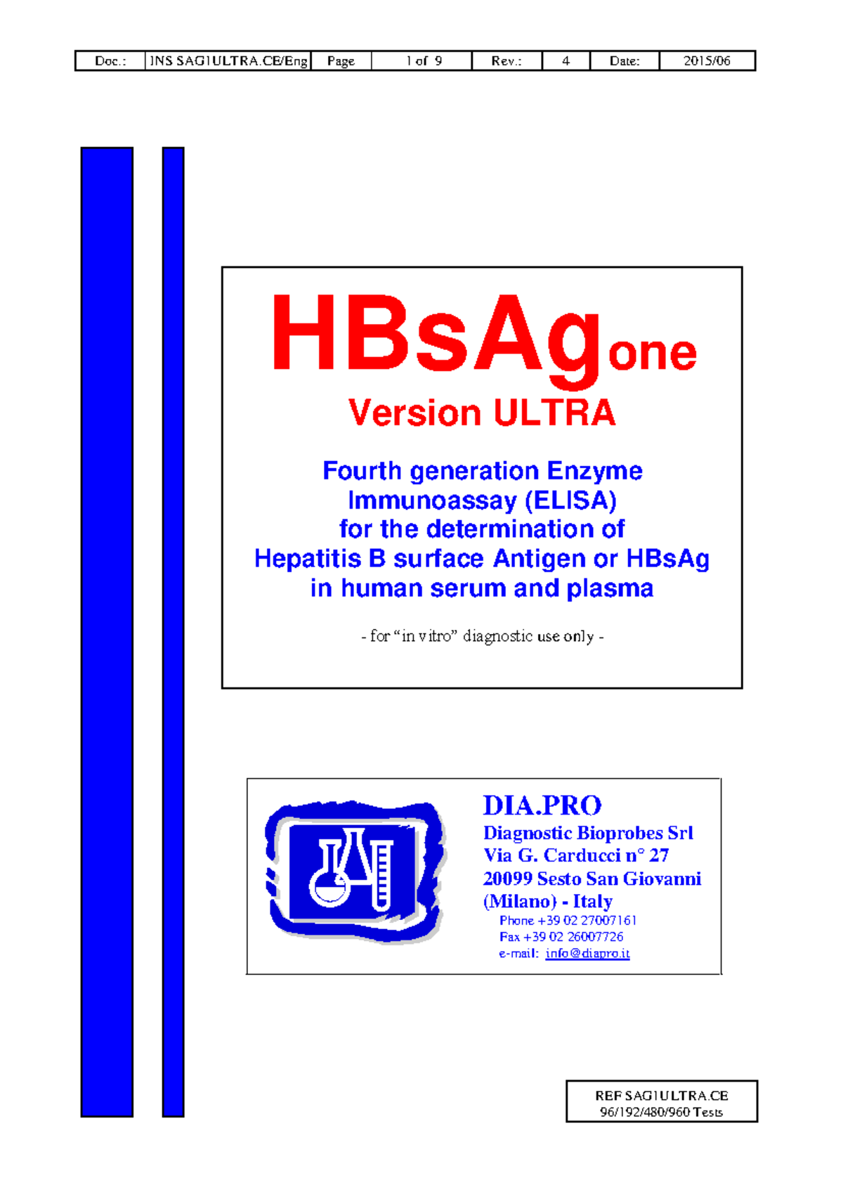 HBsAg Testing: Fourth Generation ELISA Overview (DIA.PRO) - Studocu
