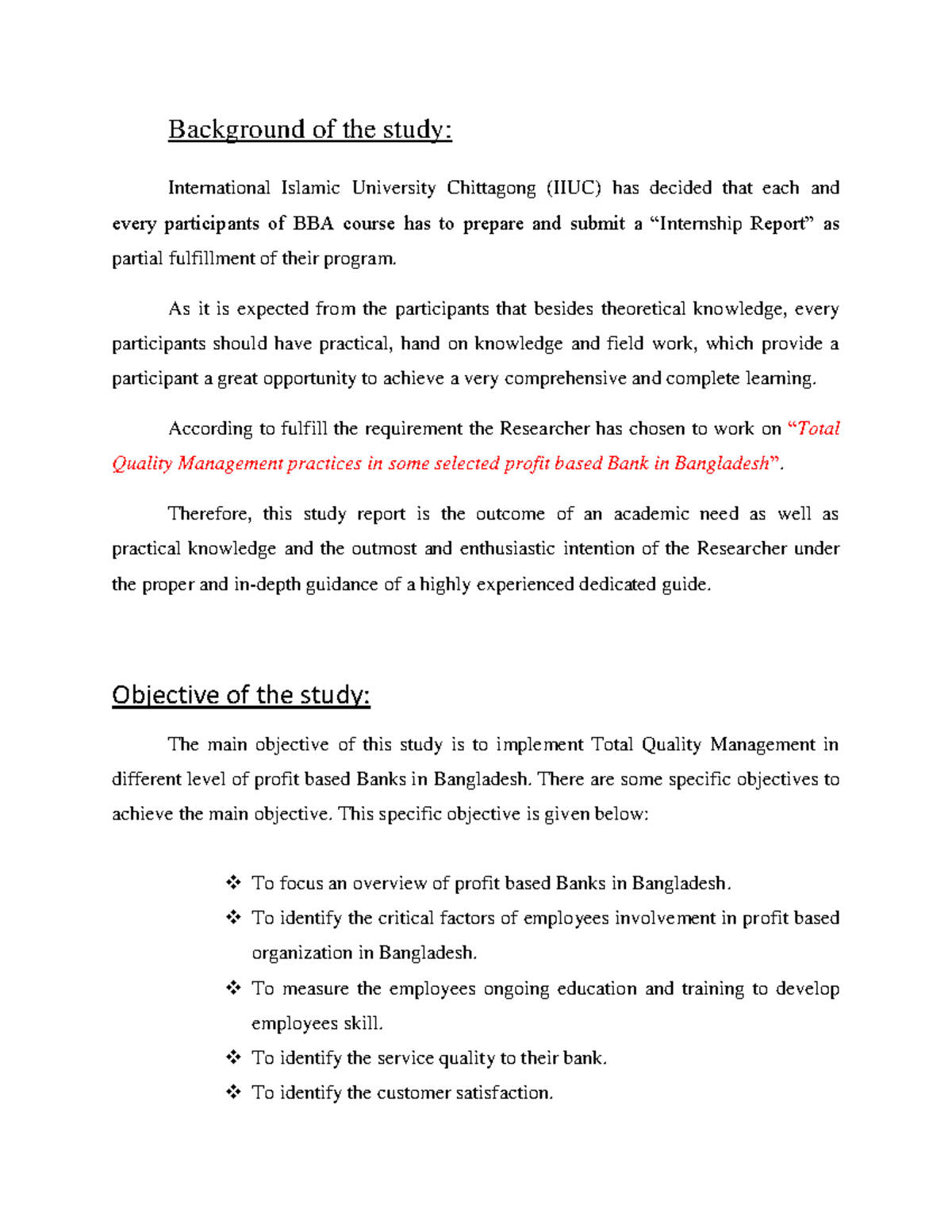 96569377-Chapter 1: Quality Management Practices in Banks - Studocu