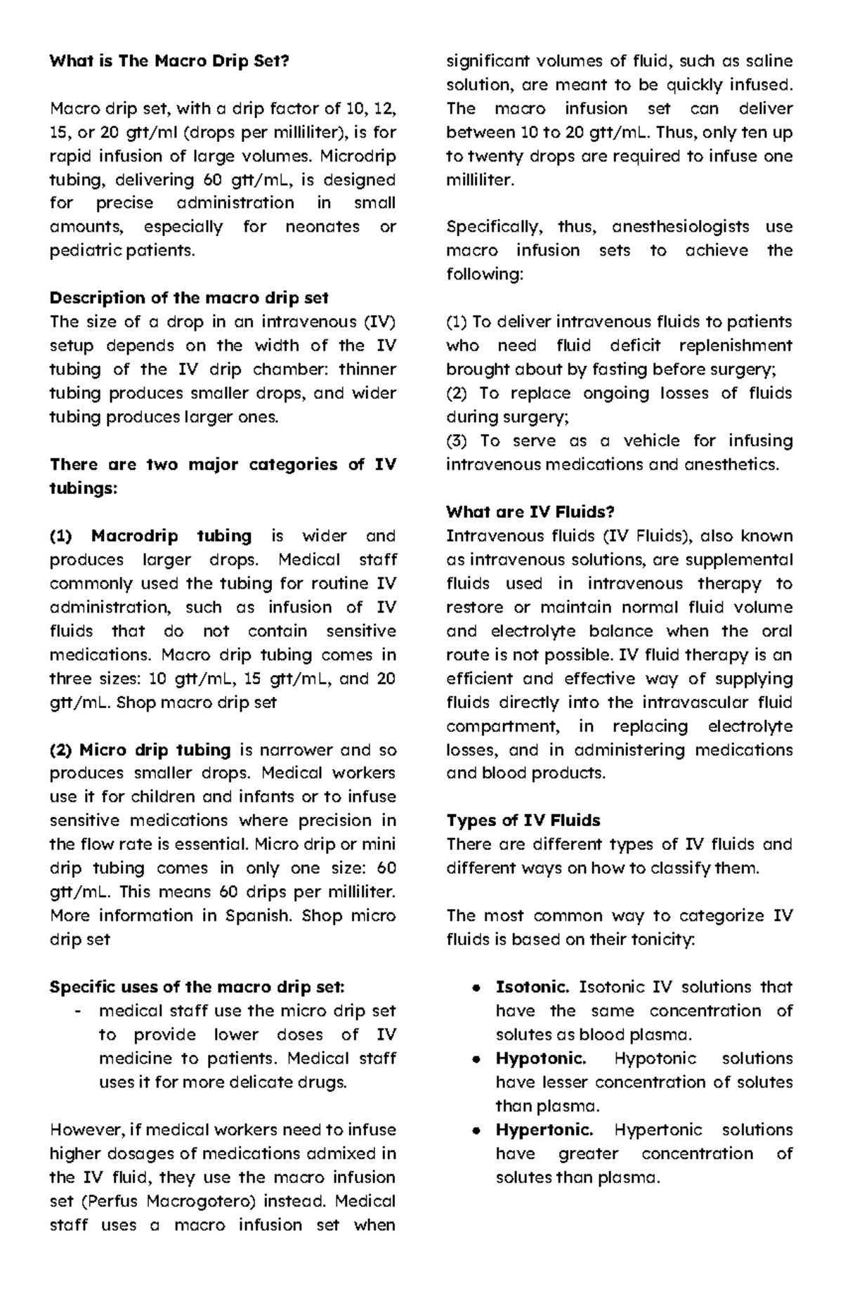 NUR 210 Final Exam Notes: Understanding Macro Drip Set IV Infusions ...