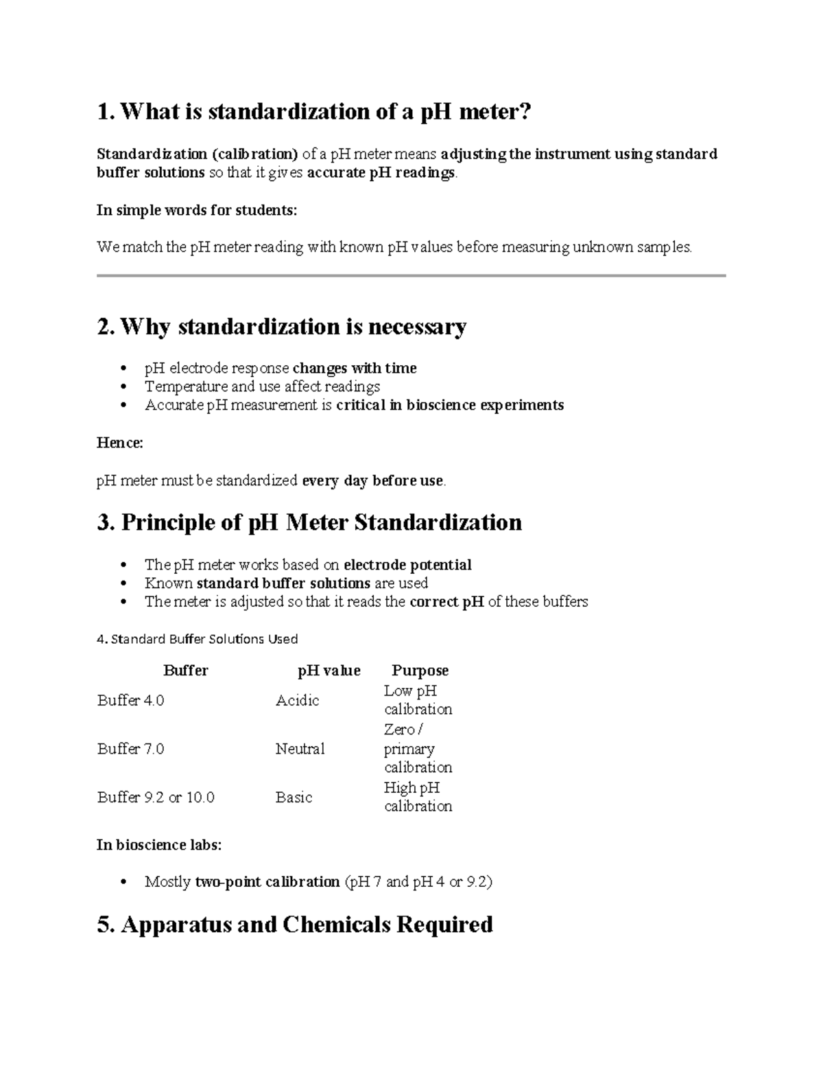 Bioscience Lab E03: pH Meter Standardization Notes - Studocu