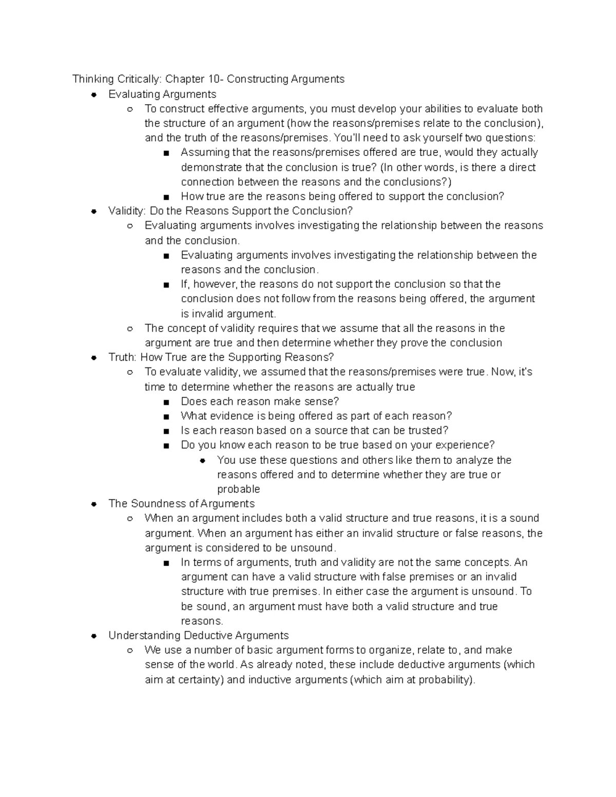 Week 4- Reading Notes - Thinking Critically: Chapter 10- Constructing ...