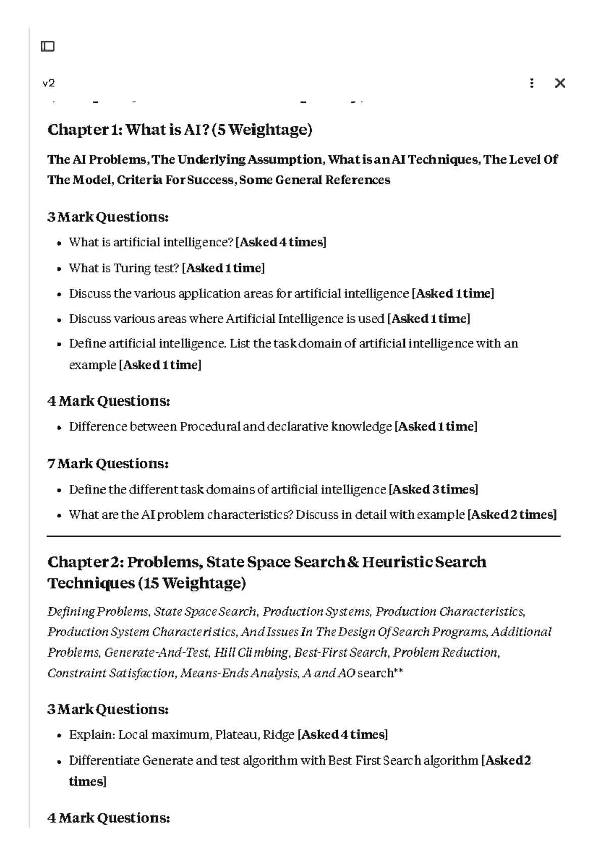 GTU AI Chapter-wise Question Bank: Past Exam Papers & Key Topics - Studocu