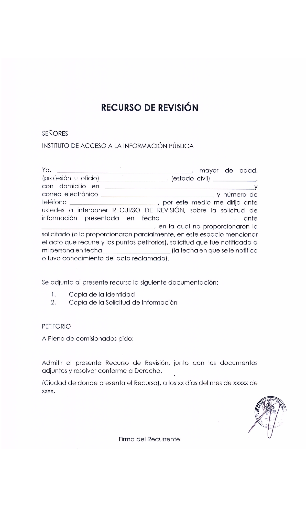 Recurso de Revisión: Formato y Guía para su Elaboración - Studocu