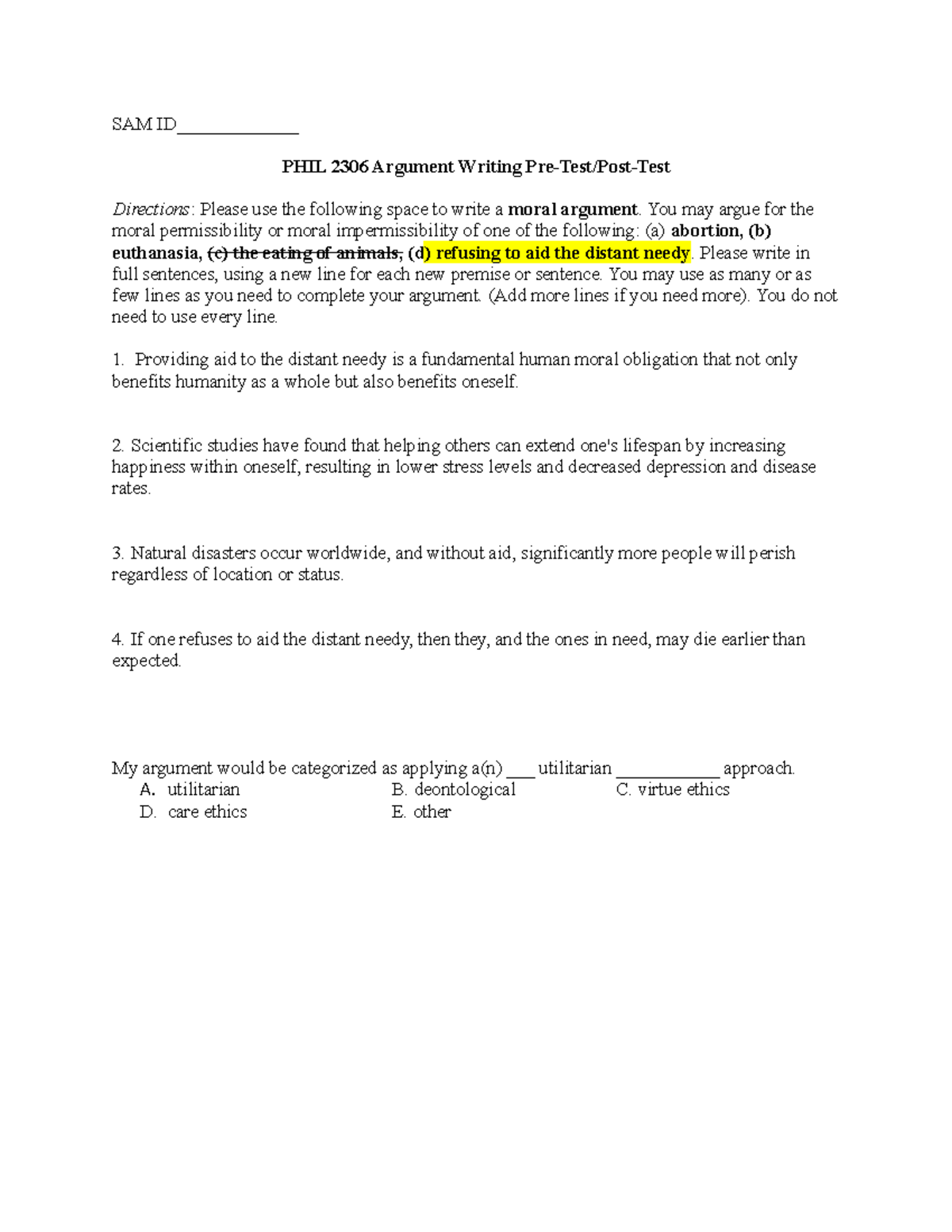 Post-TEST Spring 2021 - Post-test PHIL CMI - SAM ID_____________ PHIL ...