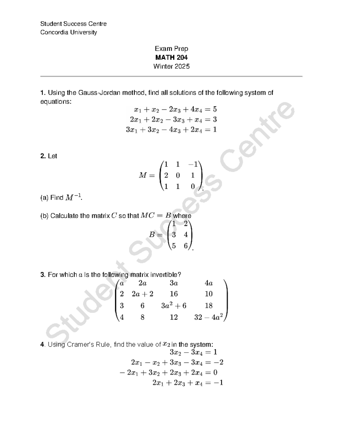 MATH204 Final Exam Preparation Guide - Winter 2025 - Studocu