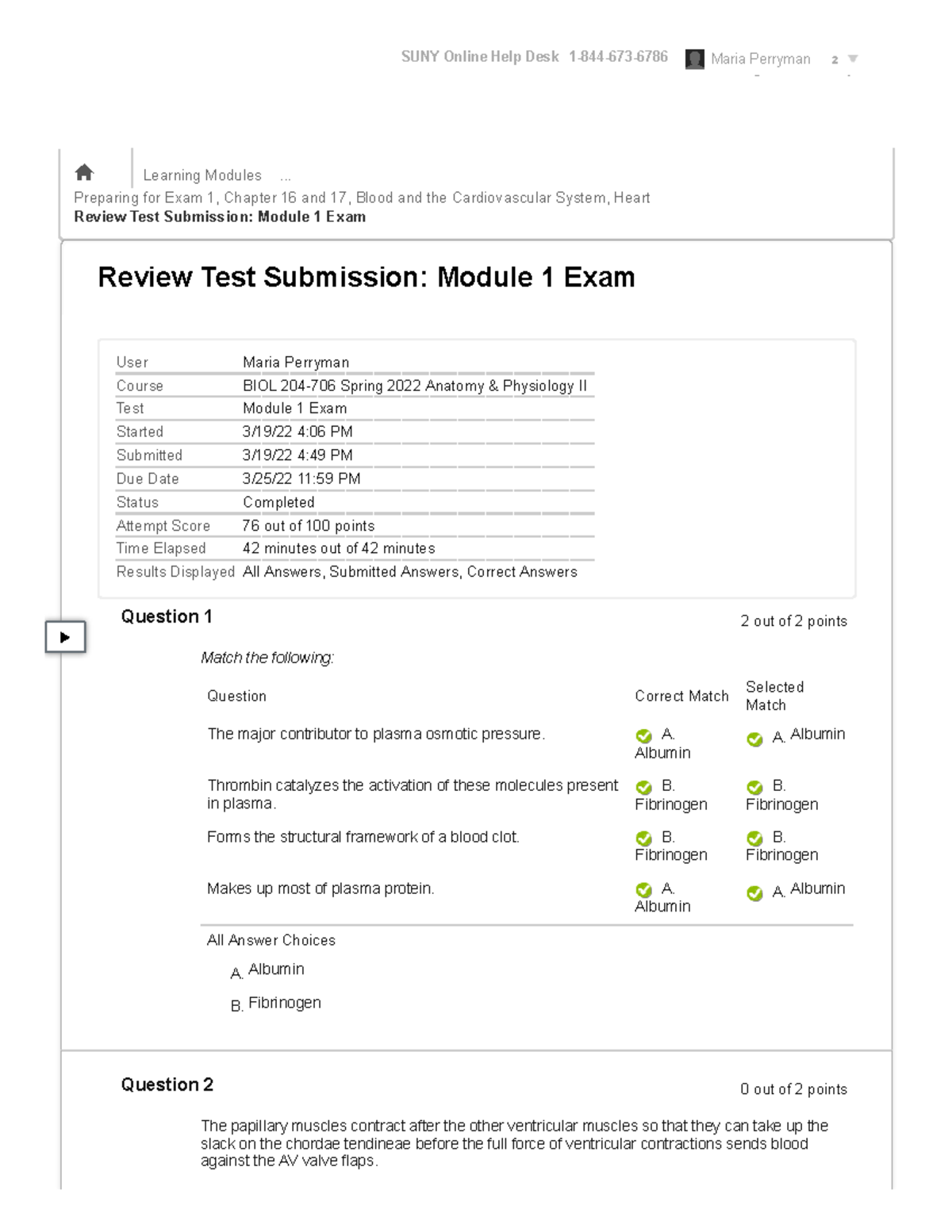BIOL 204-706 Final Exam Review for Module 1: Cardiovascular System ...