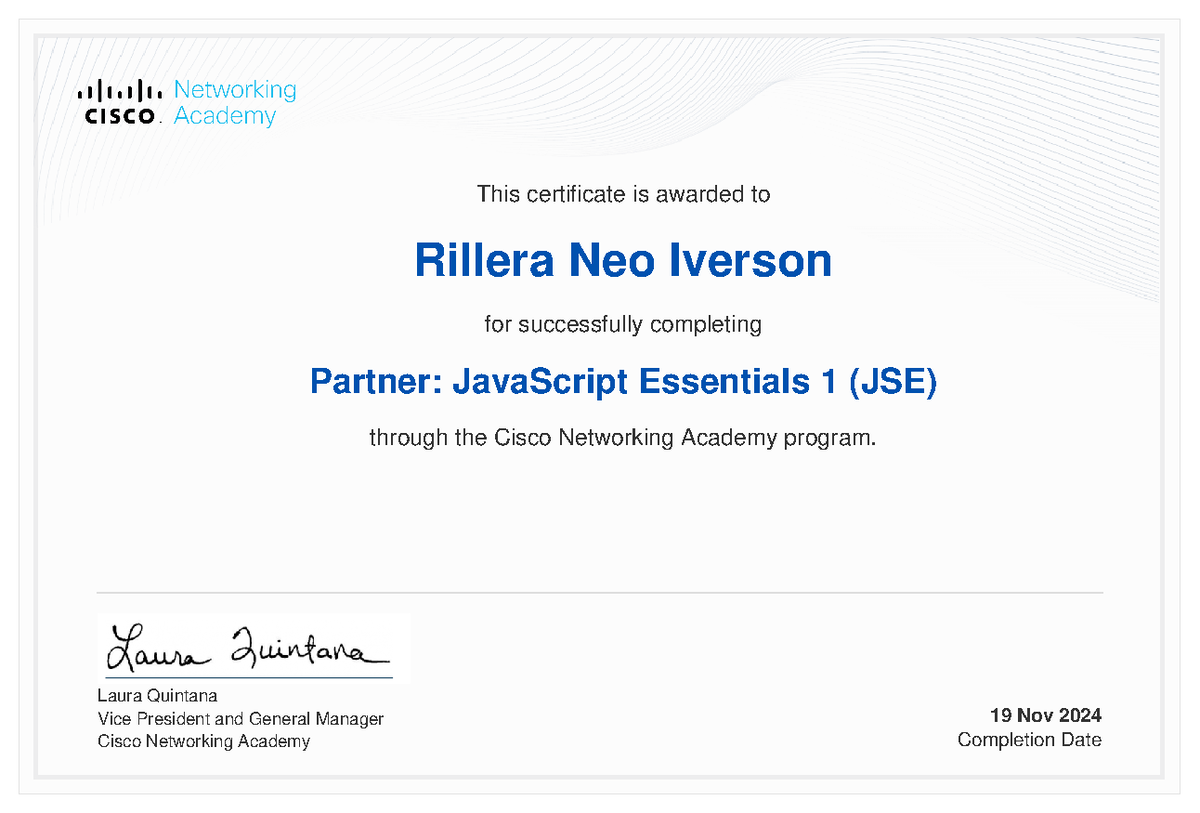 Partner- Java Script Essentials 1 -JSE- certificate neoiverson-rillera-gmail-com a4bccaa - Studocu