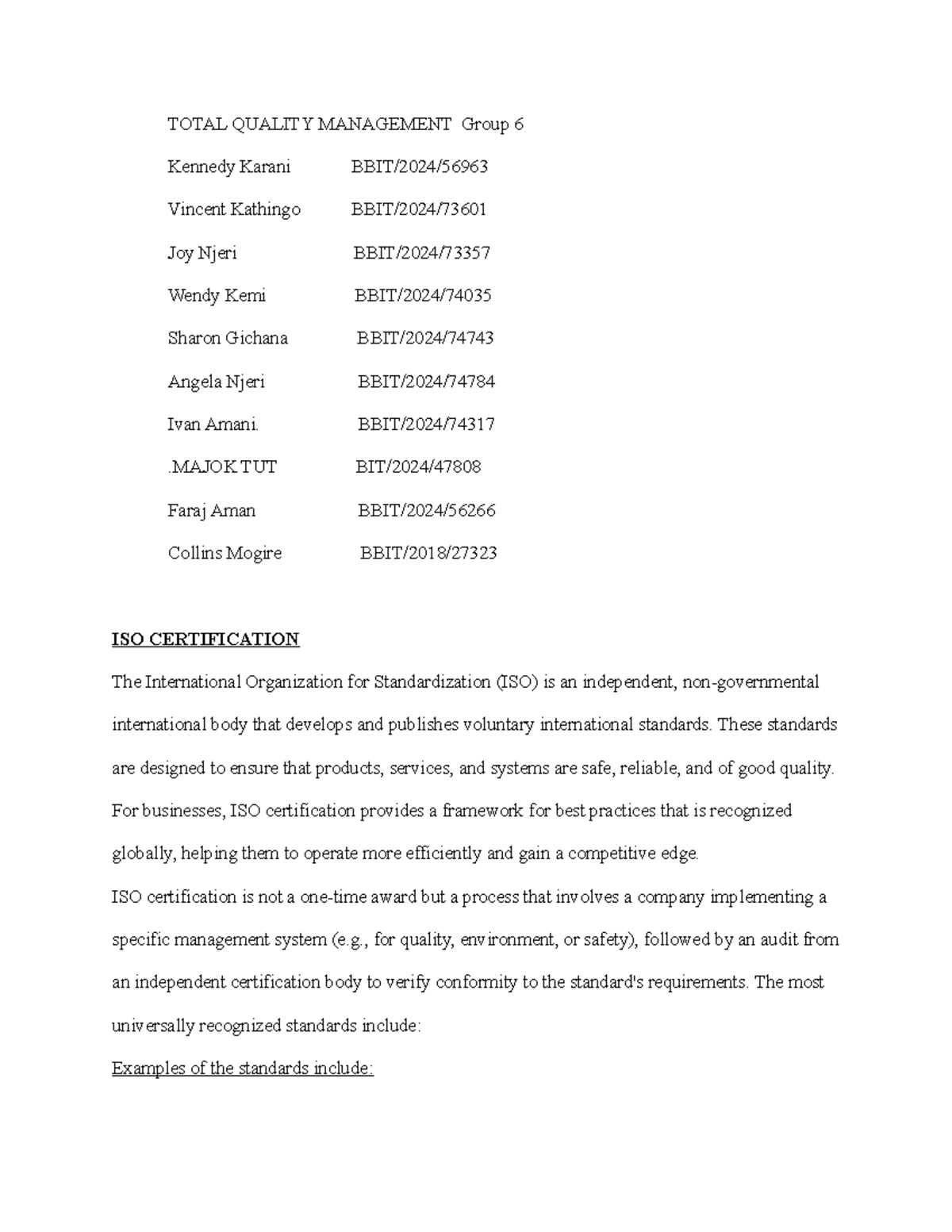 Total Quality Management (TQM) & ISO Certification Overview - Group 6 ...