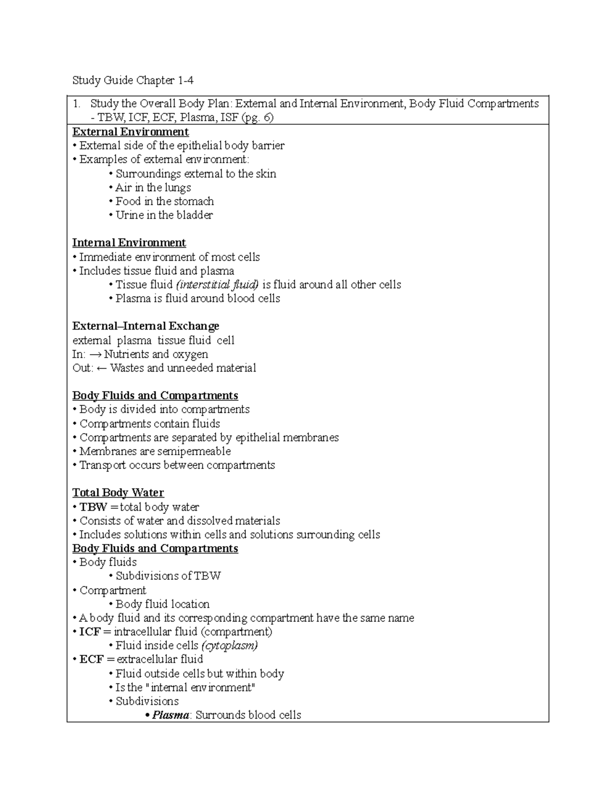 Final Exam Study Guide for XYZ101: Body Fluids & Metabolism Overview ...