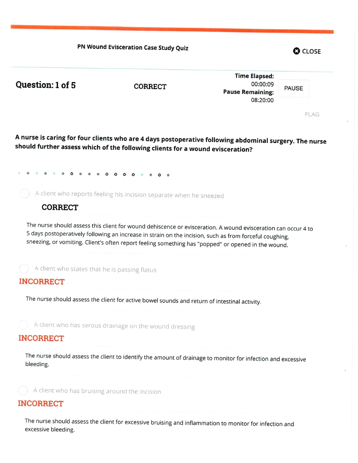 PN Wound Evisceration Case Study Quiz Overview and Analysis - Studocu