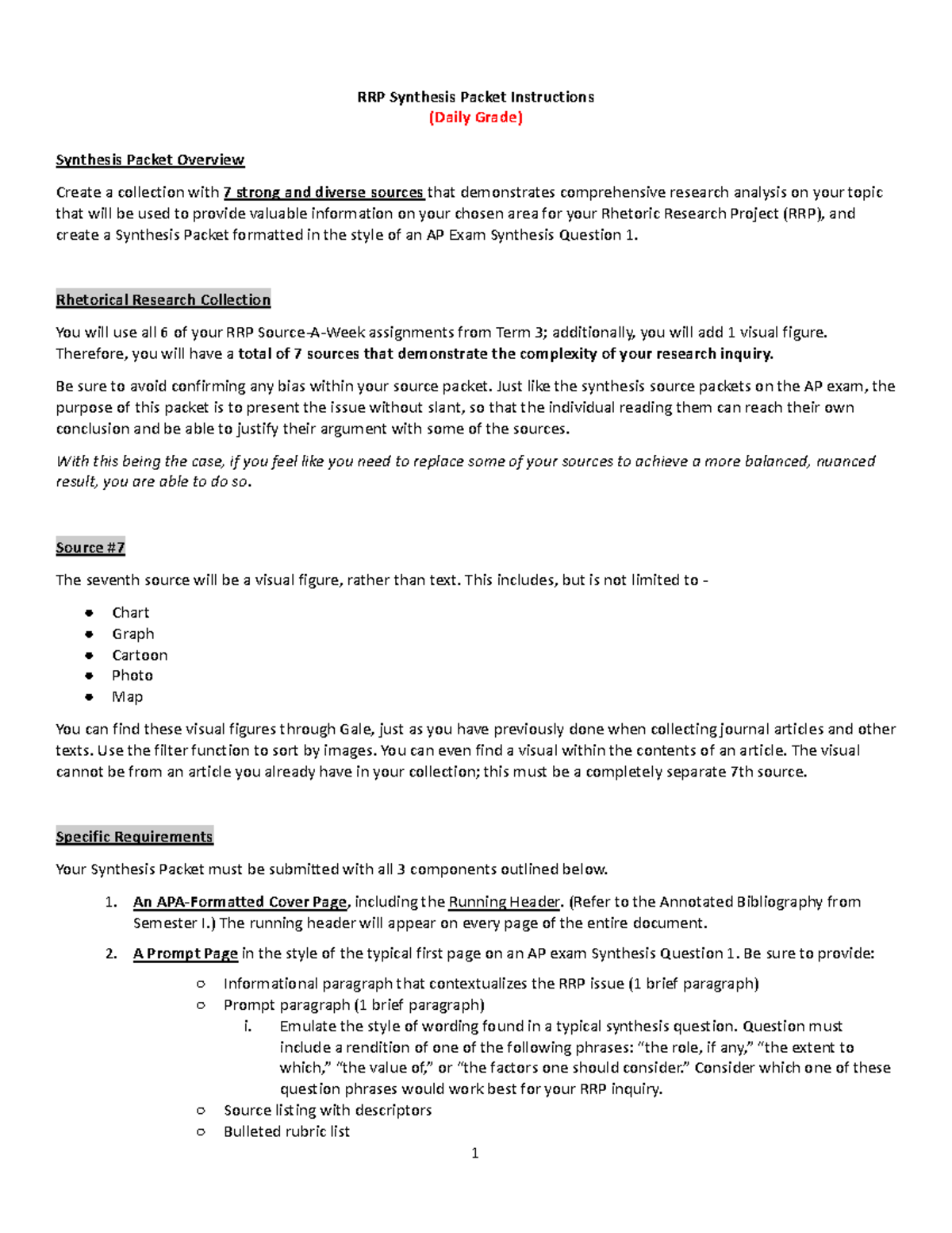 2025 RRP Synthesis Packet Guidelines (Daily Grade) - Studocu