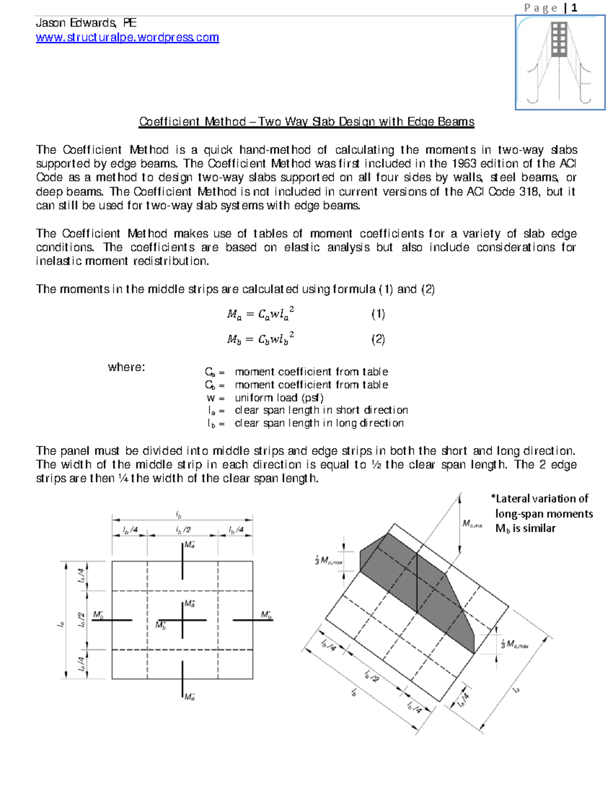 Two-Way Slab Design with Edge Beams: Coefficient Method Guide - Studocu