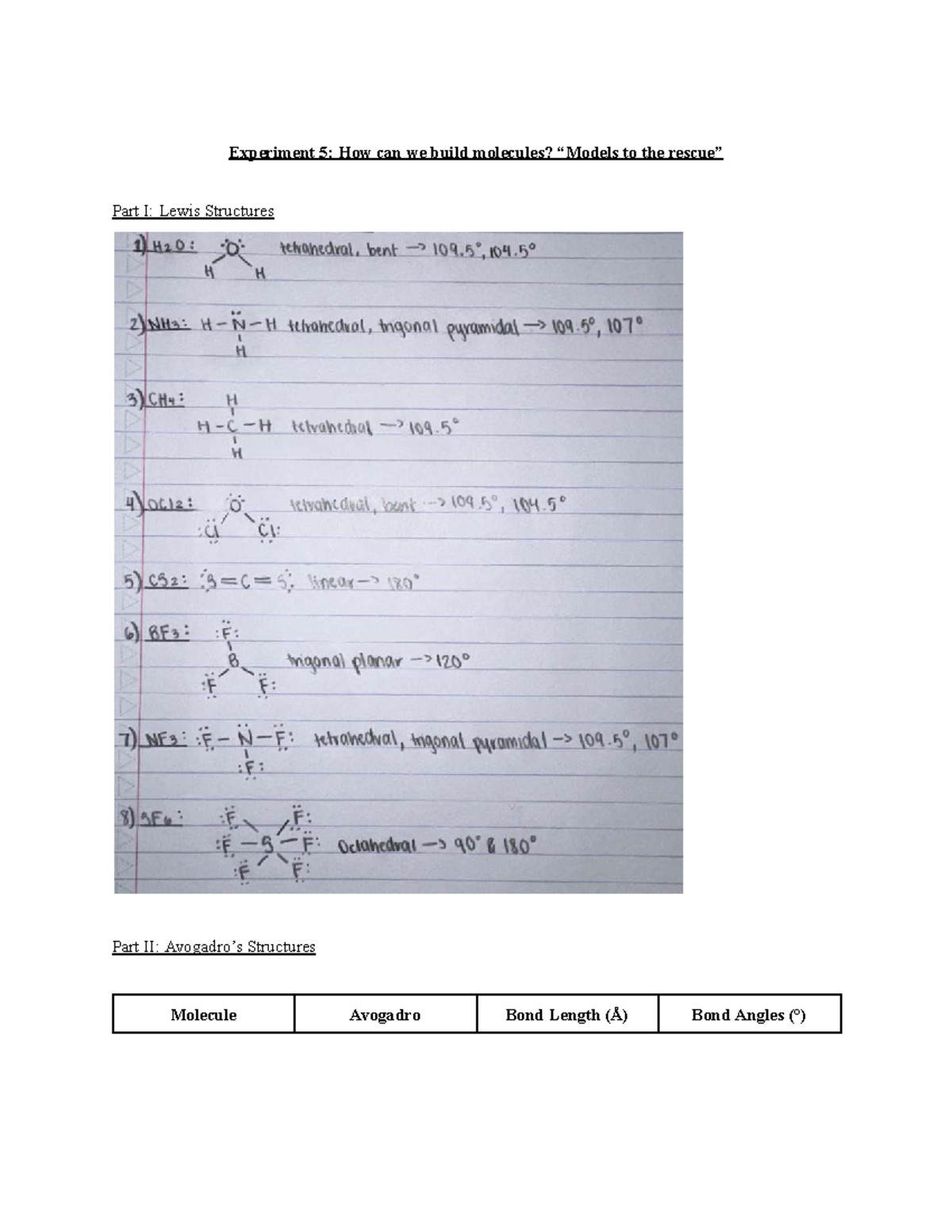 E5 Lab Report: Building Molecules & Lewis Structures - Studocu
