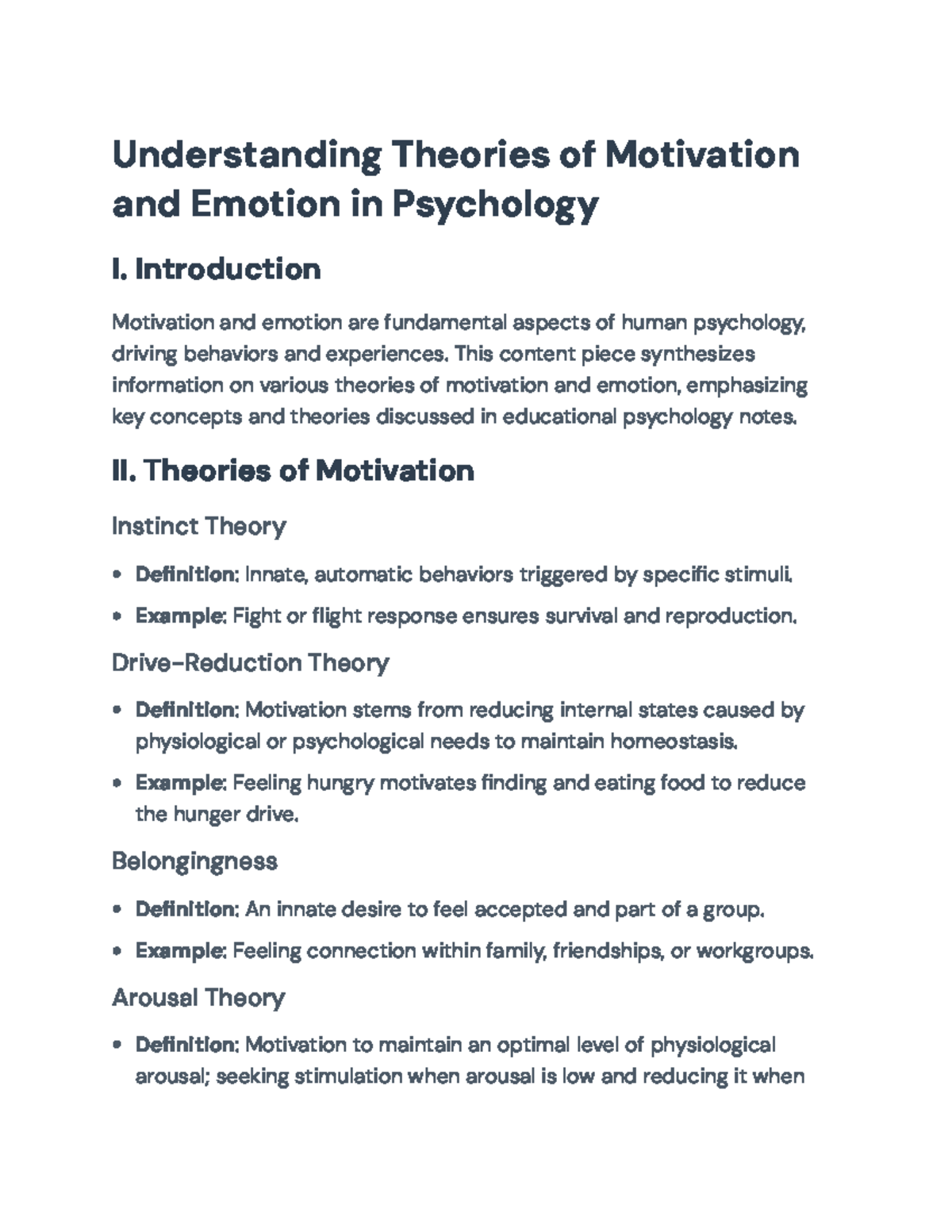 Psychology 101: Theories of Motivation and Emotion Overview ...