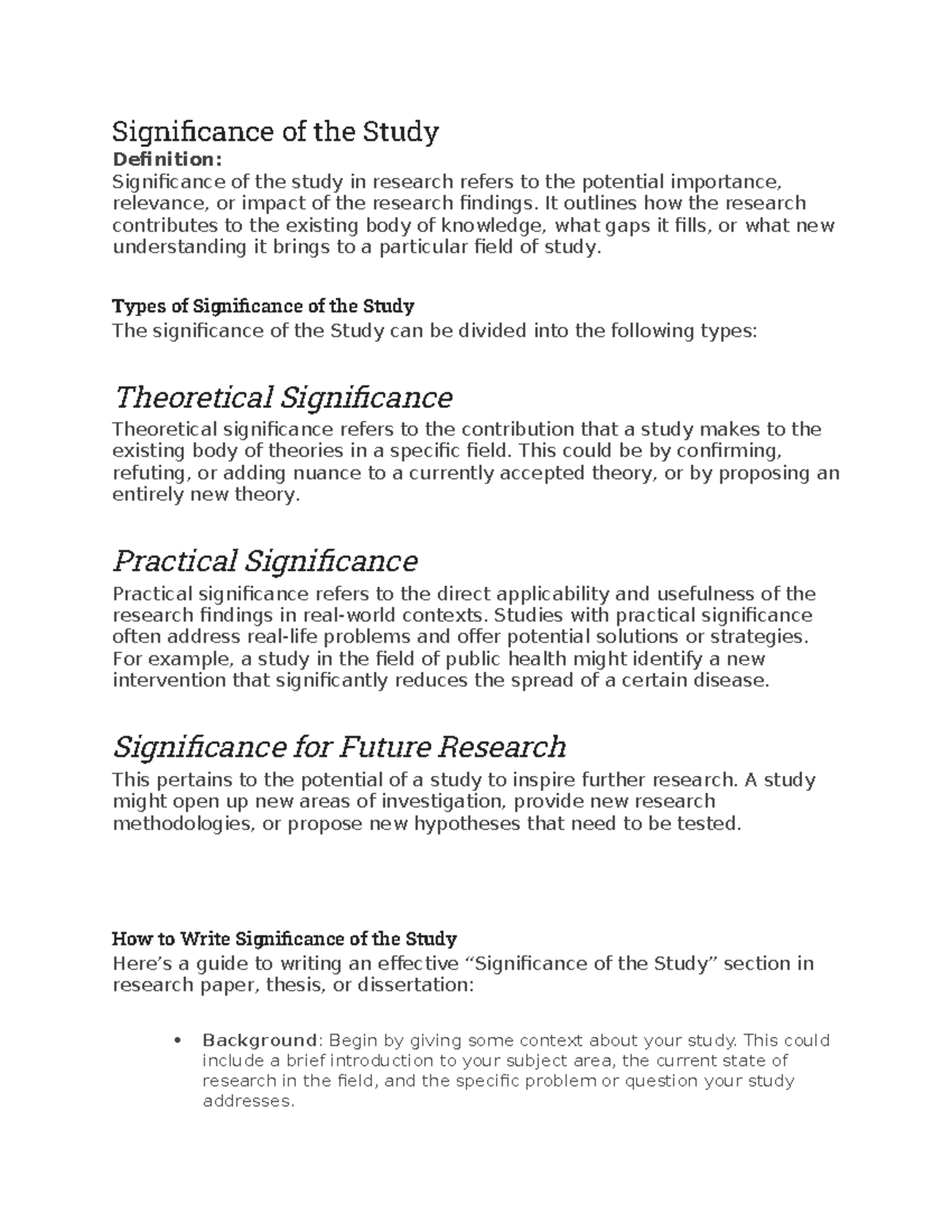 Significance of the Study: Theoretical, Practical, & Future ...