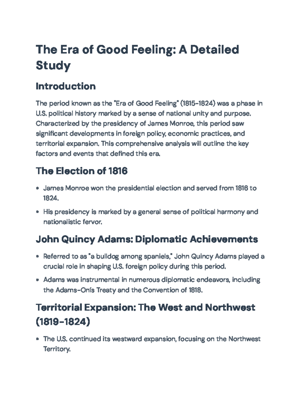 U.S. History 101: The Era of Good Feeling (1815-1824) & Its Dynamics ...