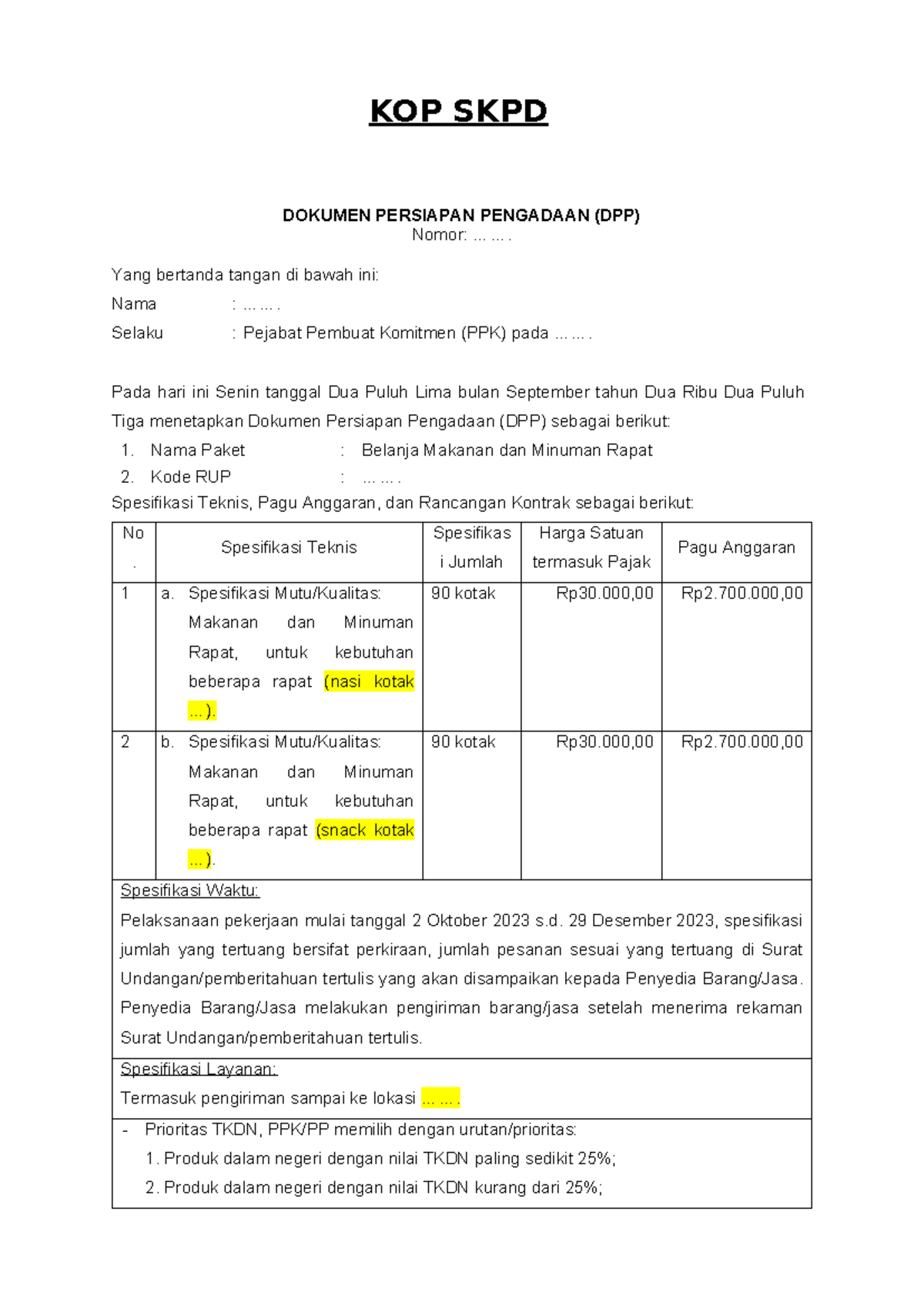 DPP E-Purchasing: Persiapan Pengadaan Makanan dan Minuman Rapat - Studocu