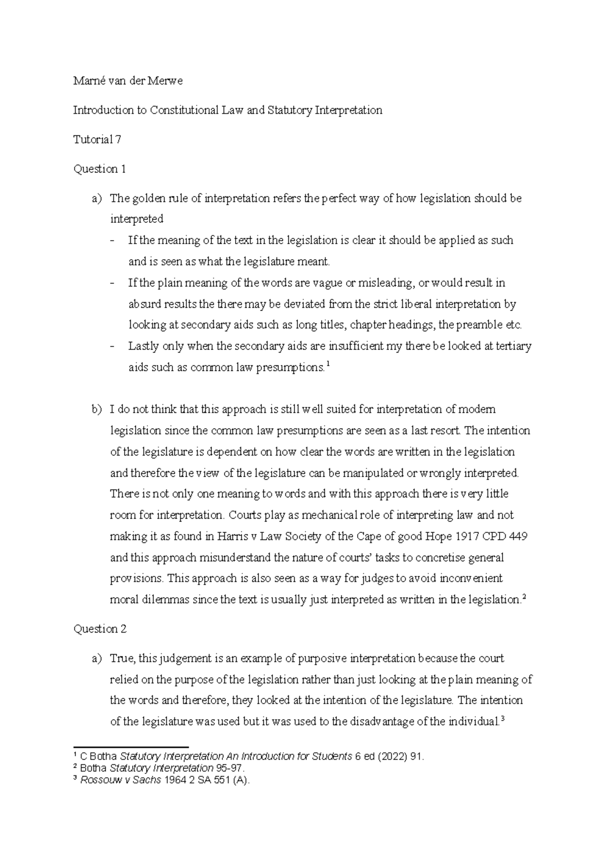 Tutorial 7: Constitutional Law & Statutory Interpretation Insights ...
