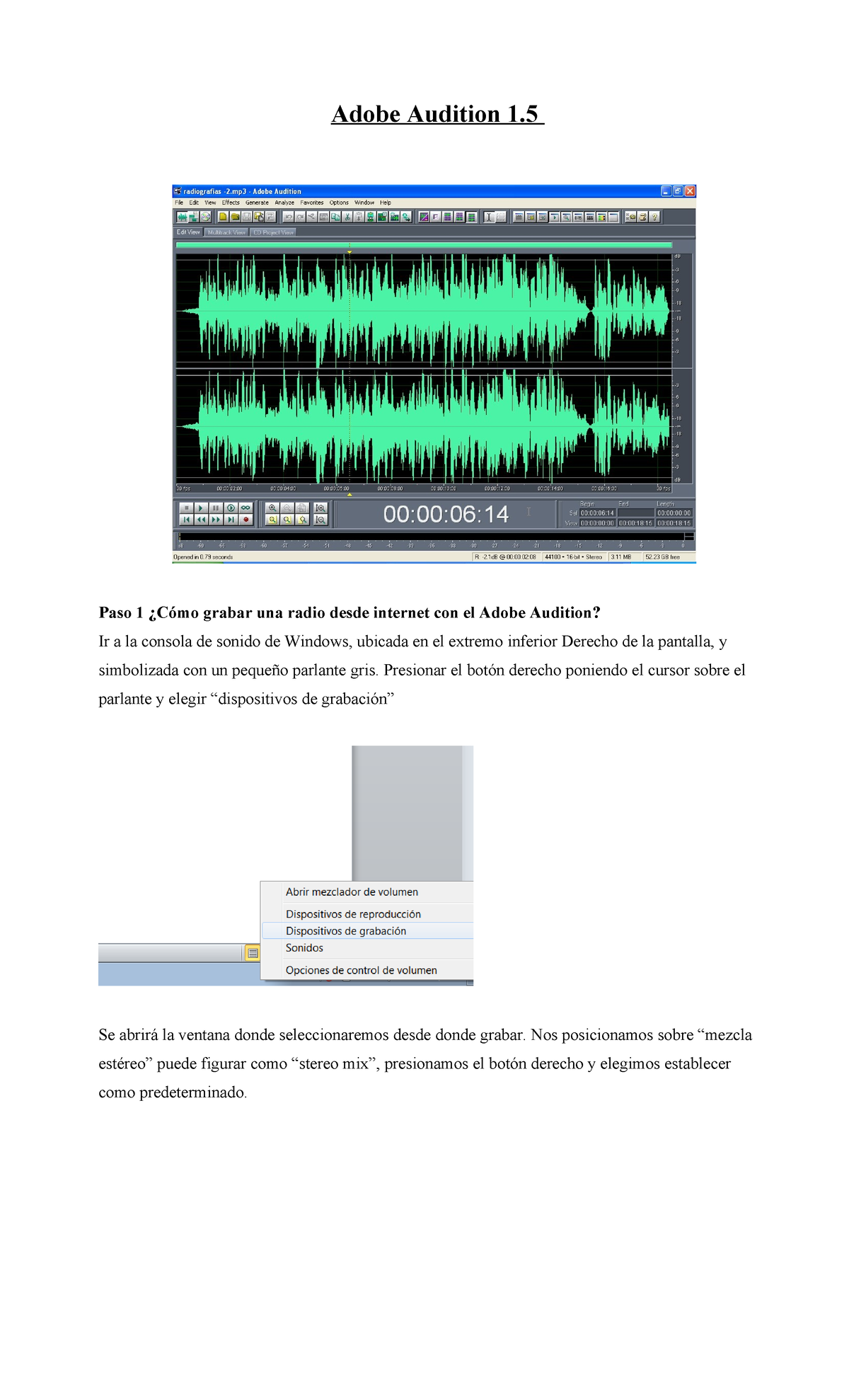 Manual de Adobe Audition 1.5: Grabación y Edición de Audio - Studocu
