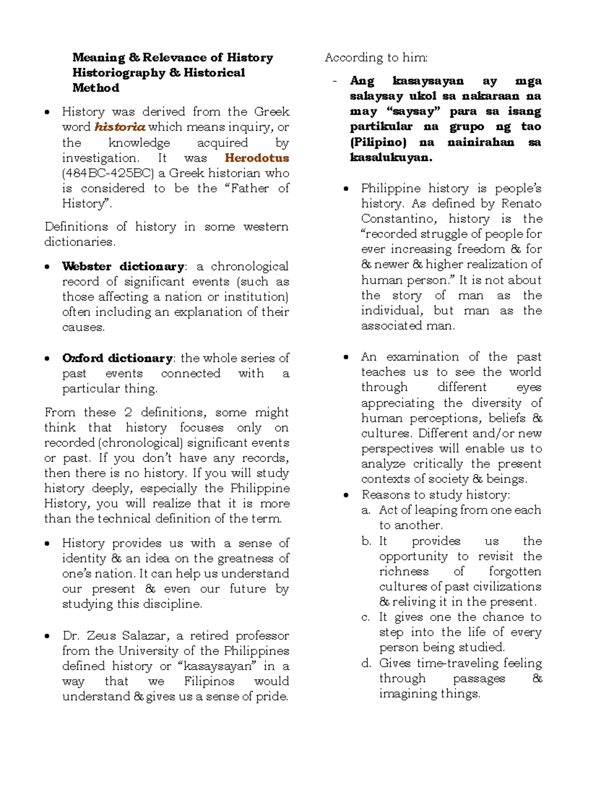 RPH Lecture: Understanding History, Historiography, and Sources - Studocu