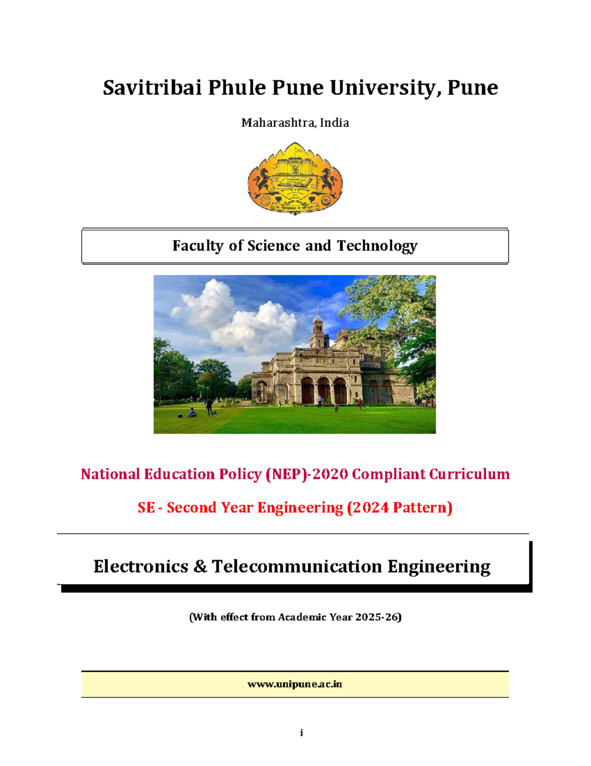 SE E&TC NEP 2024 Curriculum Structure for Second Year Engineering - Studocu