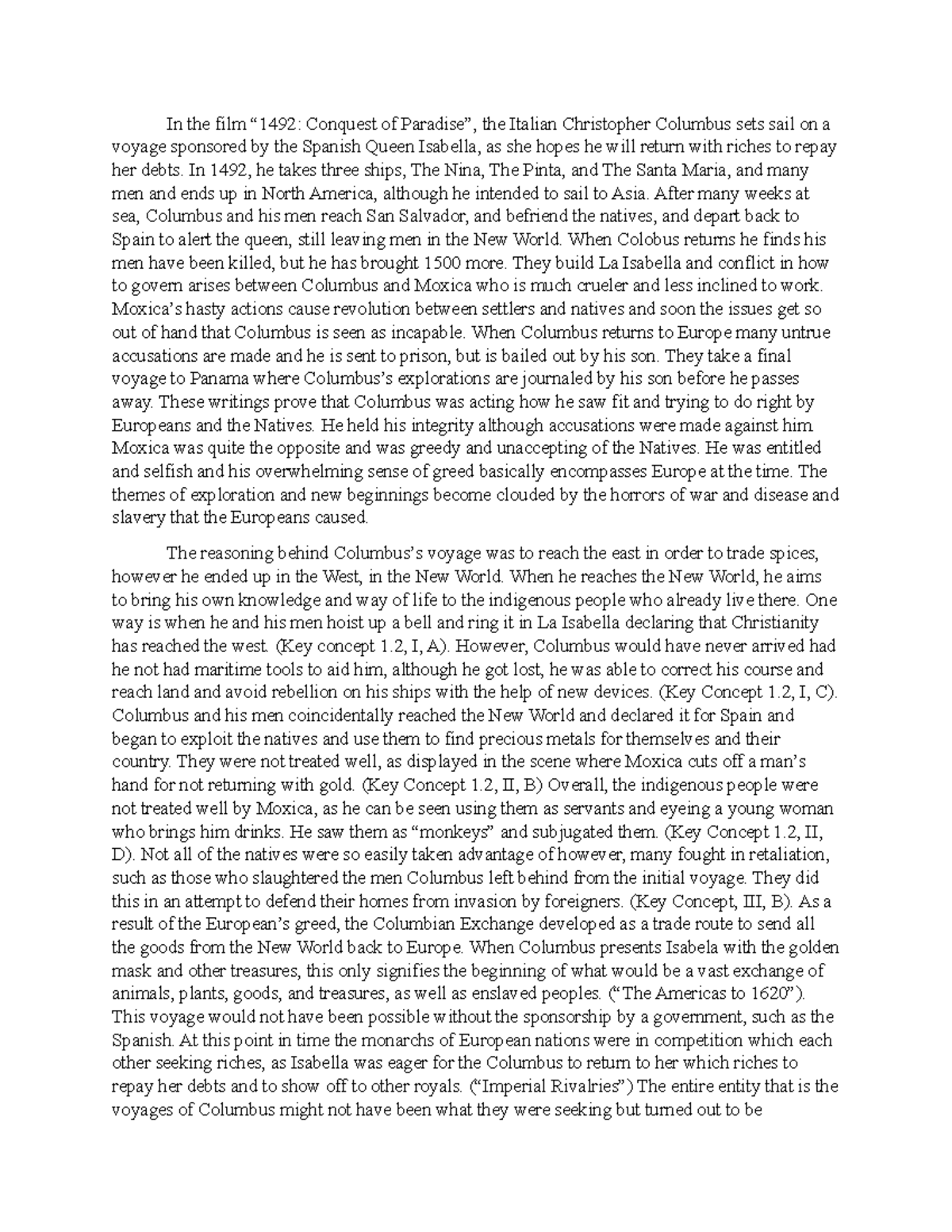 Film Analysis: 1492 Conquest of Paradise Overview and Themes - Studocu