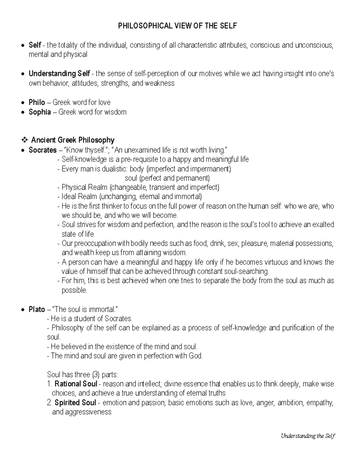 PHIL 101: Philosophical View of the Self - Key Concepts and Insights ...