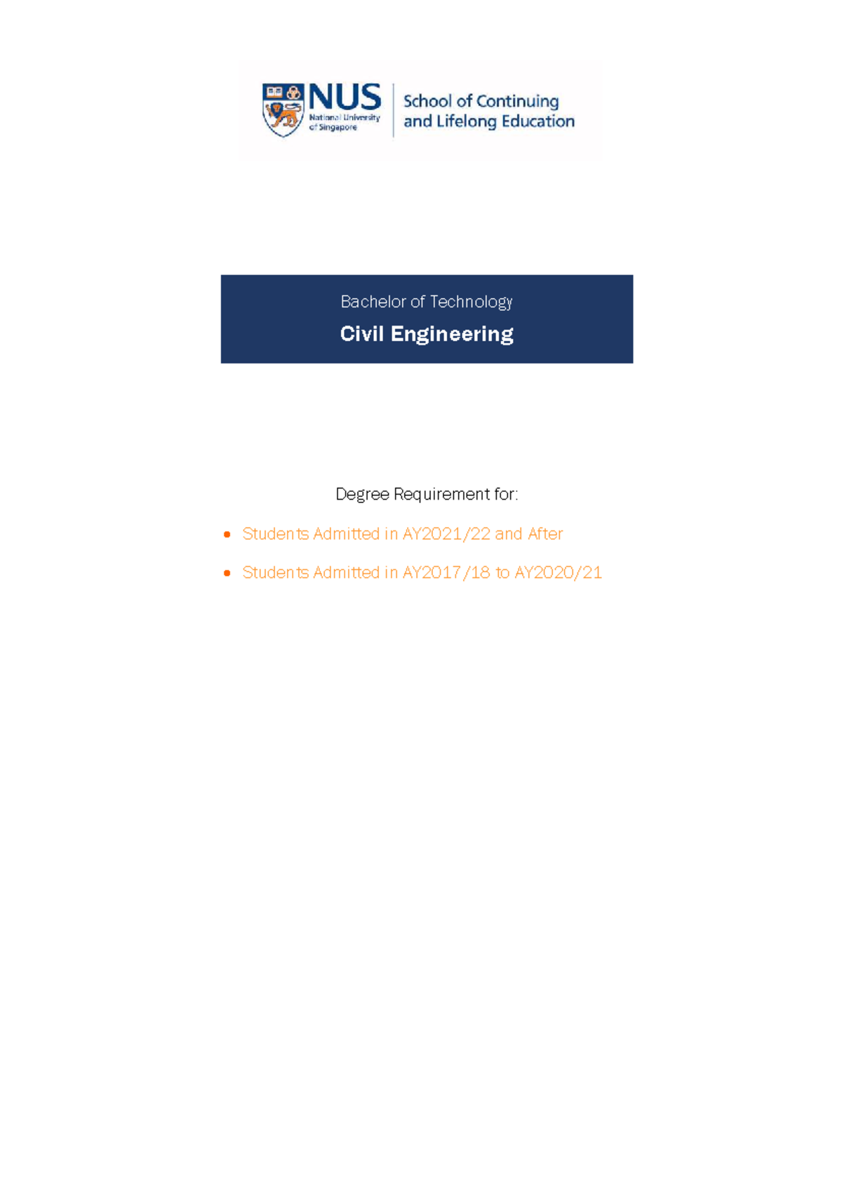BTech (Civil Engineering) Degree Requirements for New Students - Studocu