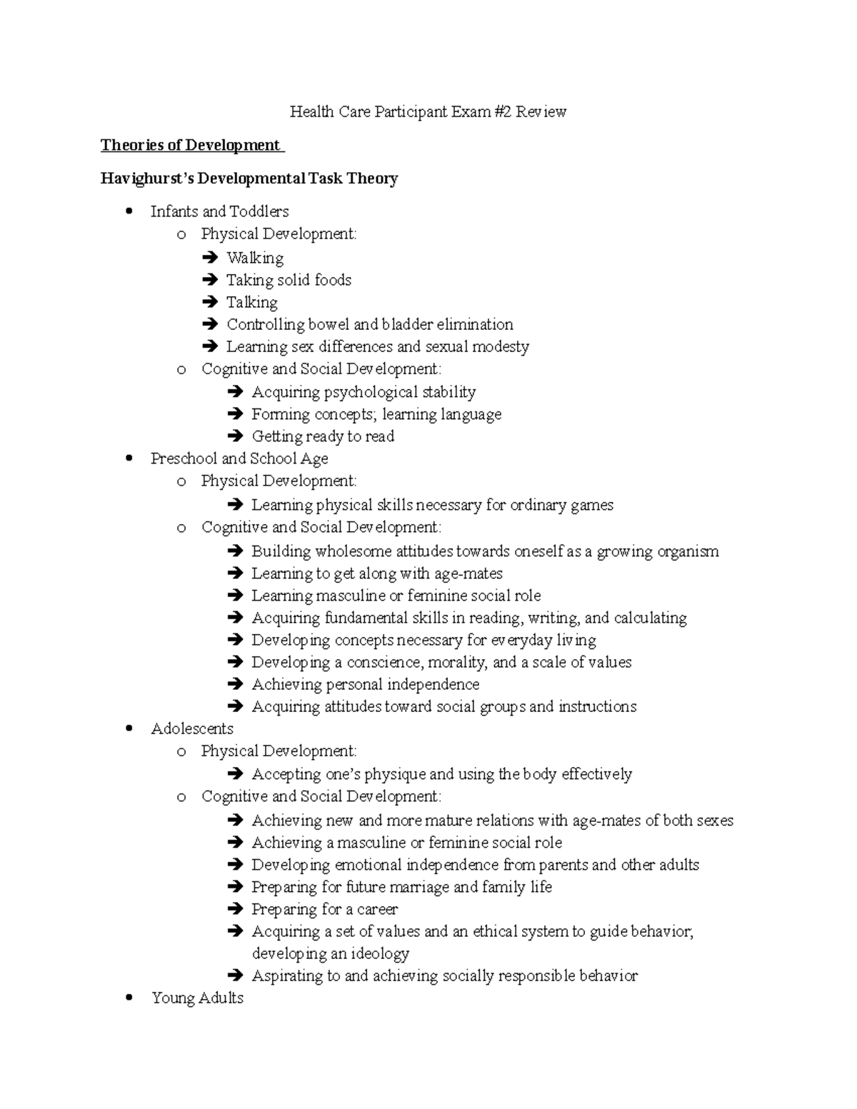 HCP EXAM #2 Review - Health Care Participant Exam #2 Review Theories of ...