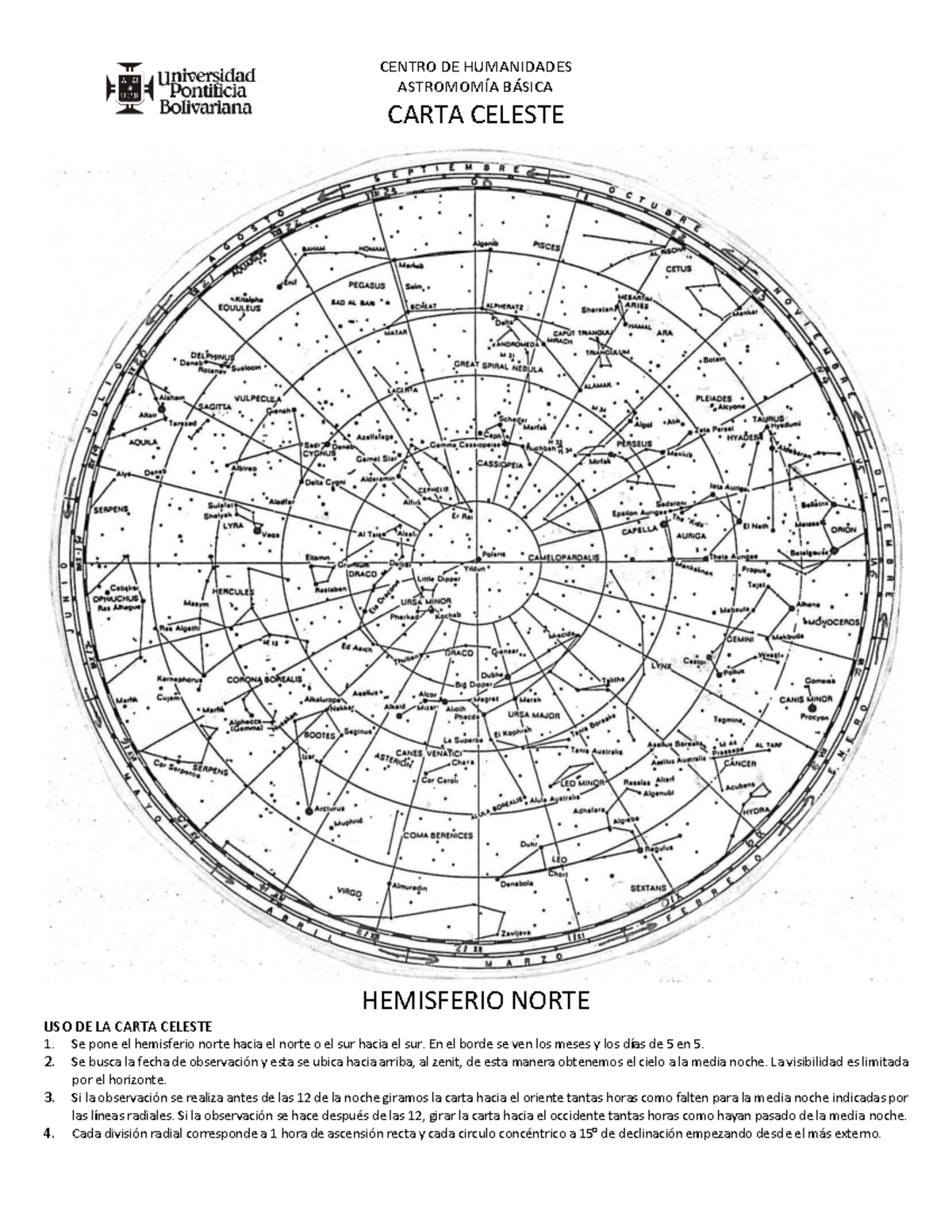Carta Celeste - CENTRO DE HUMANIDADES ASTROMOMÍA BÁSICA CARTA CELESTE HEMISFERIO NORTE USO DE LA ...