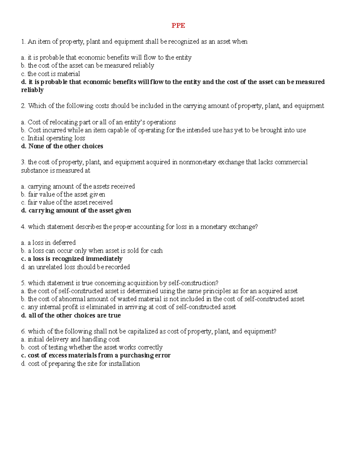 PPE - PPE Notes - PPE 1. An item of property, plant and equipment shall ...