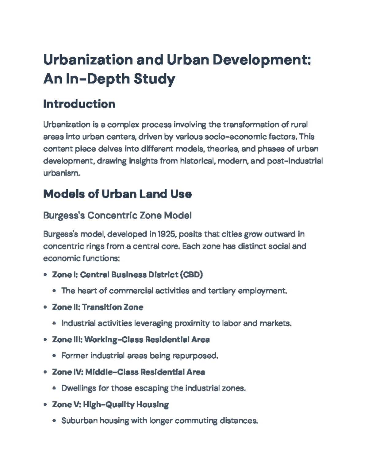 Urbanization and Urban Development: Theoretical Insights and Models ...