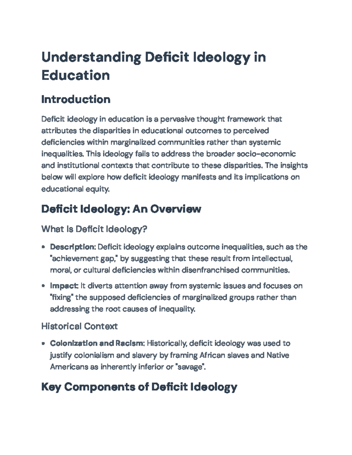 Understanding Deficit Ideology in Education: Impacts and Implications ...